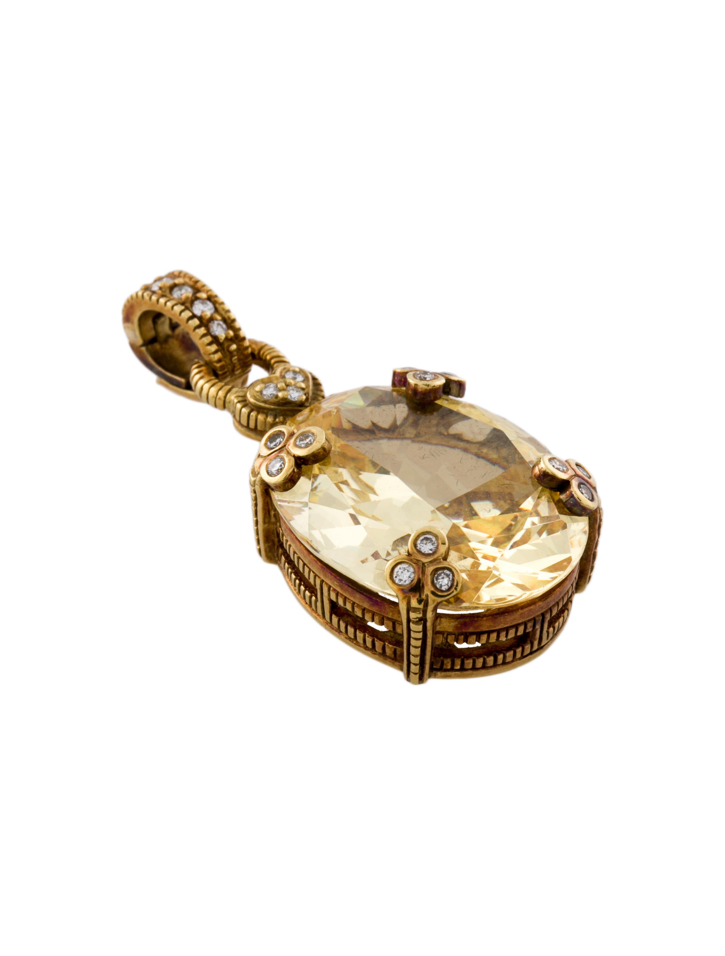 Judith Ripka 18K Turquoise & Diamond Cross Pendant - 18K Yellow Gold ...