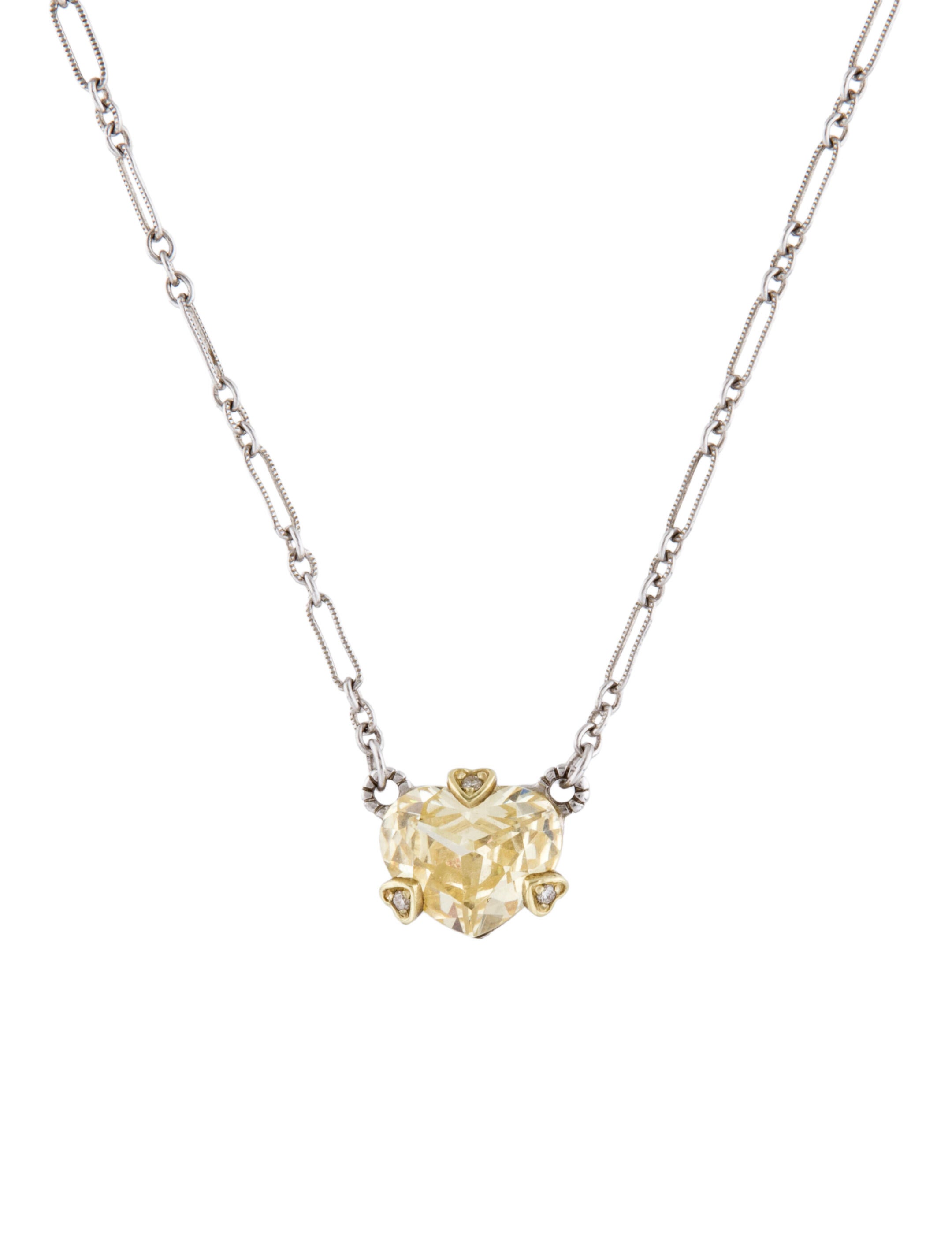 Judith Ripka Two-Tone Prasiolite and Diamond Pendant - 18K Yellow Gold ...