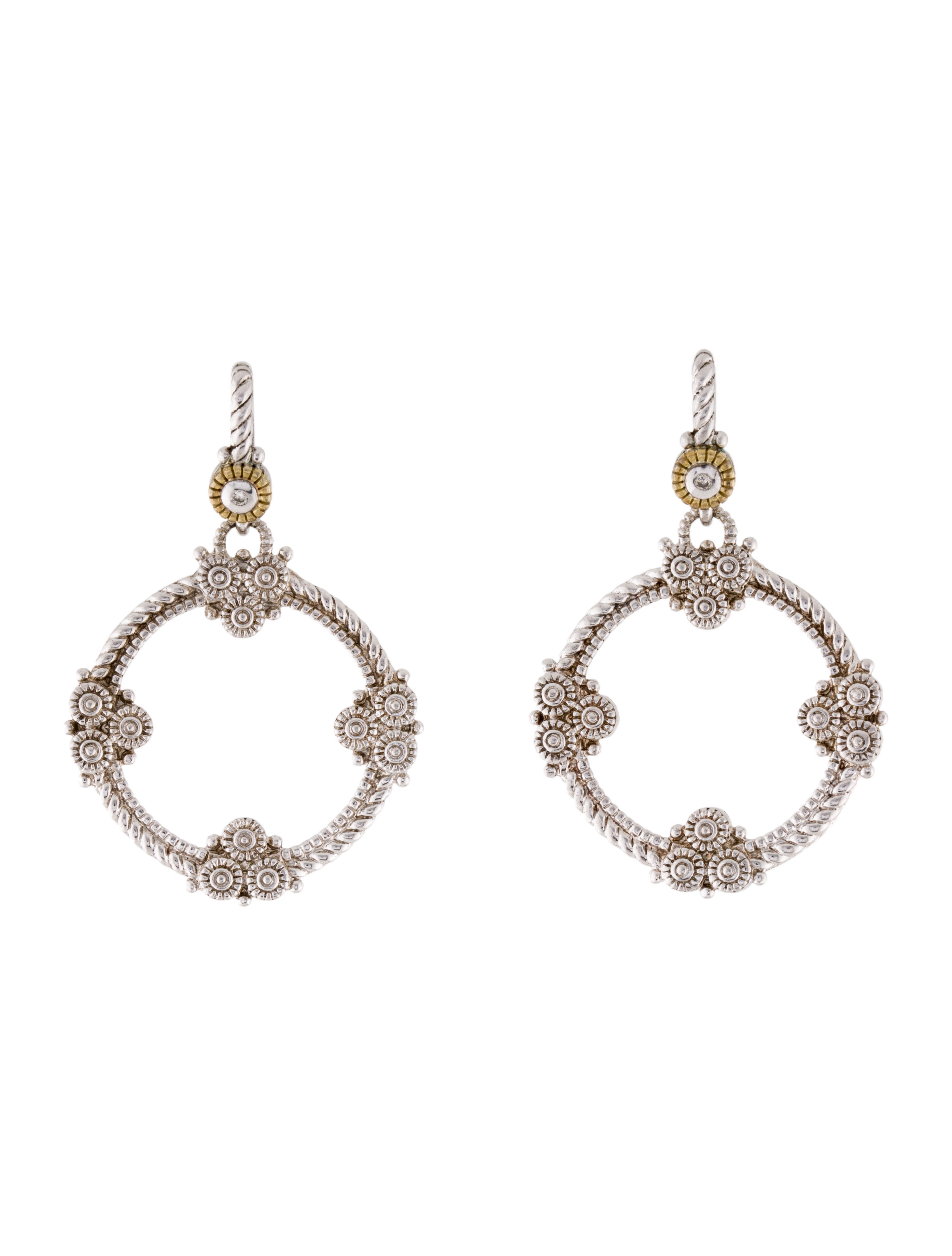 Judith Ripka 18K Diamond Circle Drop Earrings - 18K Yellow Gold Drop ...