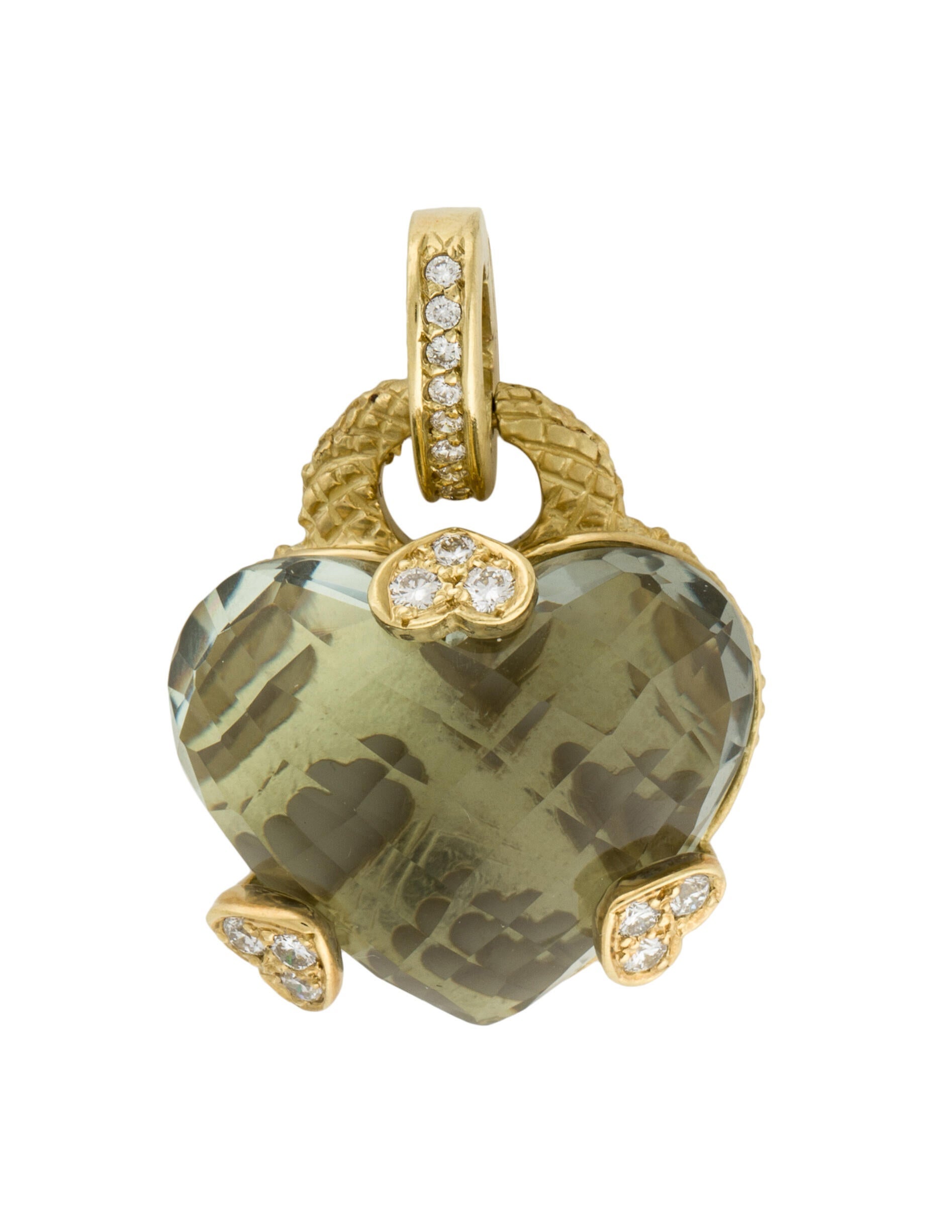 Judith Ripka 18K Diamond Rope Heart Pendant Necklace - 18K Yellow Gold ...