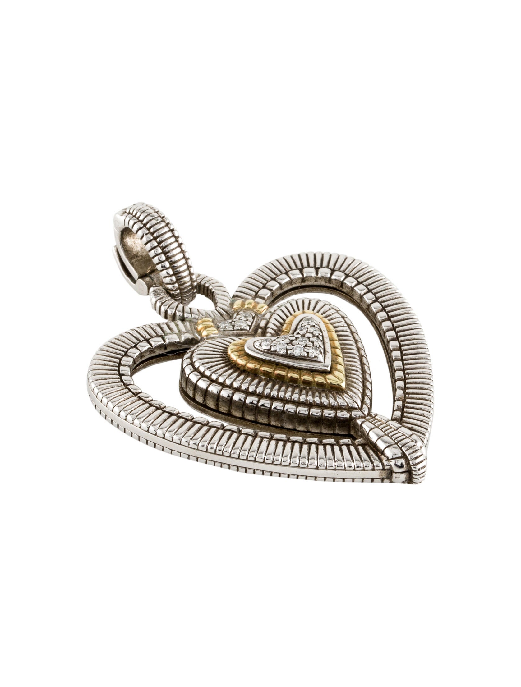 Judith Ripka Two-Tone Prasiolite and Diamond Pendant - 18K Yellow Gold ...