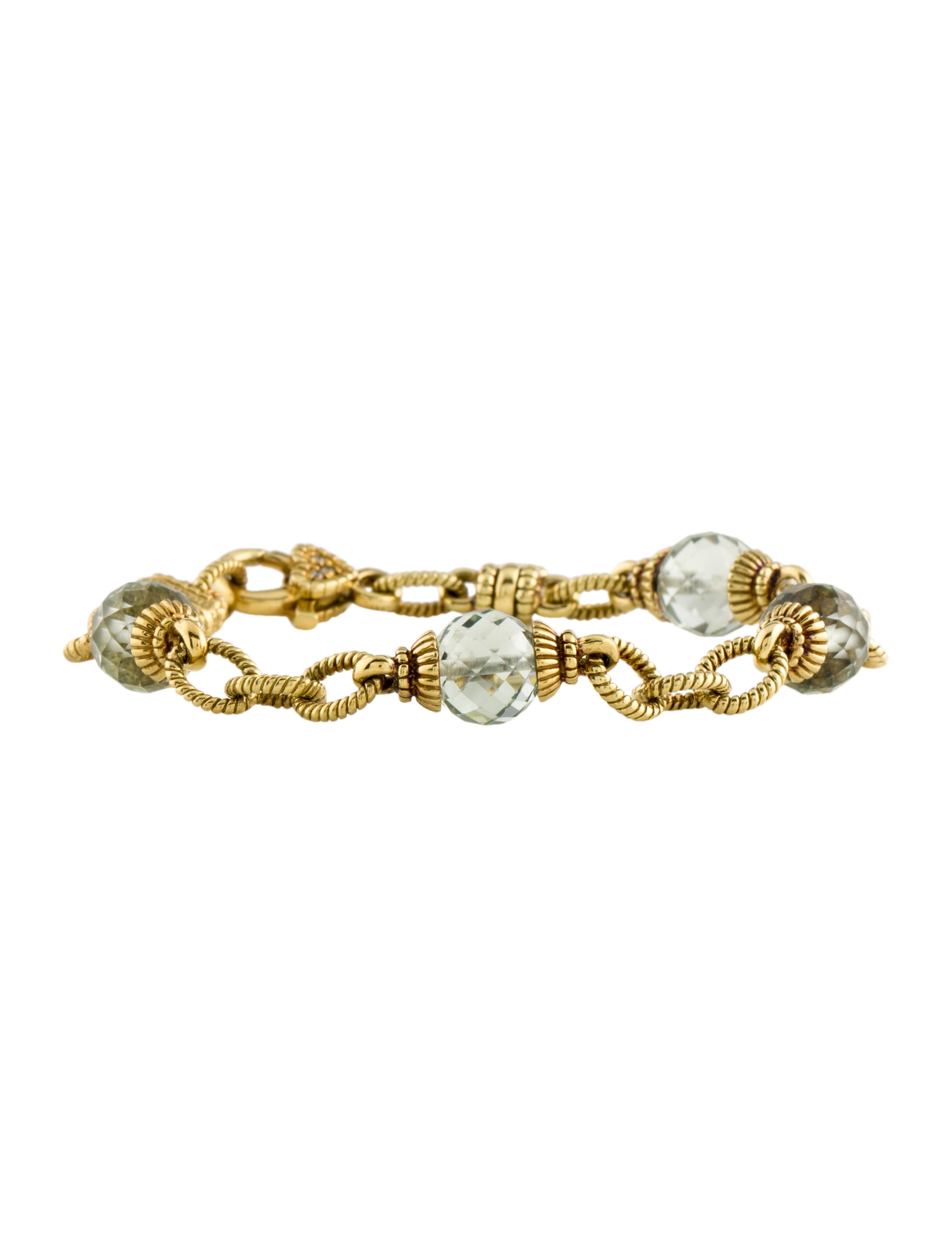 Judith Ripka 18K Prasiolite Station Bracelet - 18K Yellow Gold Link ...