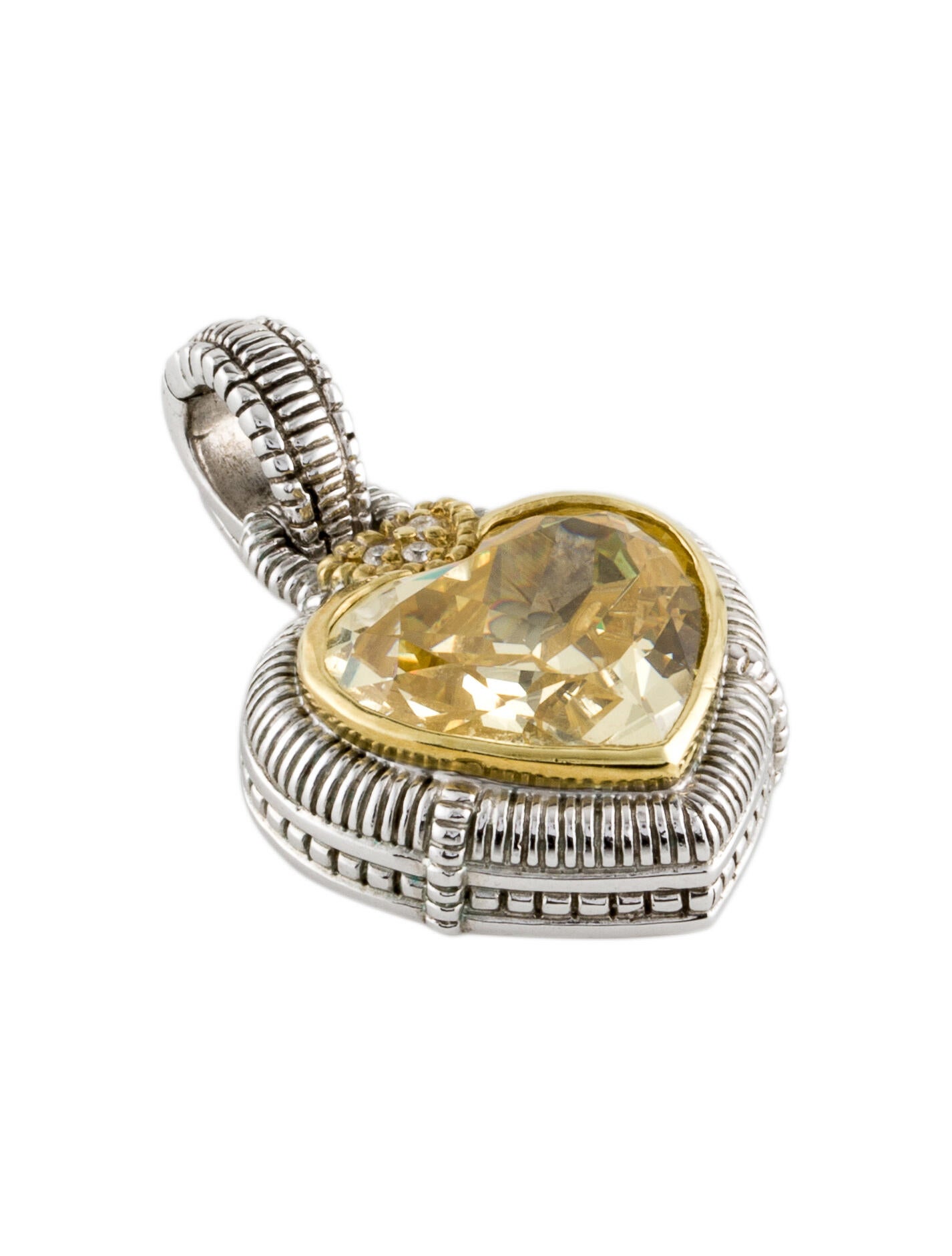 Judith Ripka 18K Prasiolite & Diamond Heart Pendant - 18K Yellow Gold ...