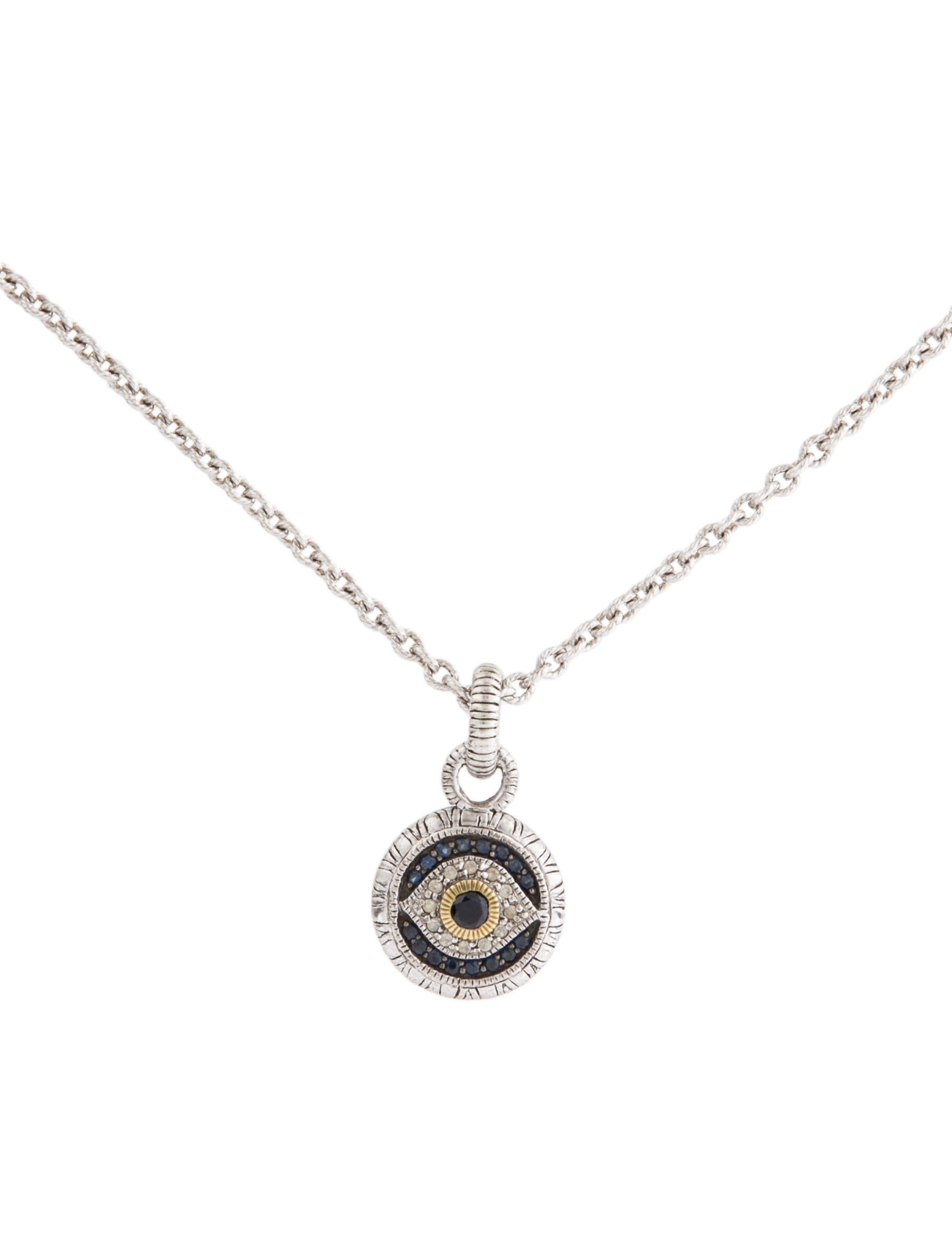 Judith Ripka Two-Tone Sapphire Evil Eye Pendant Necklace - 18K Yellow ...