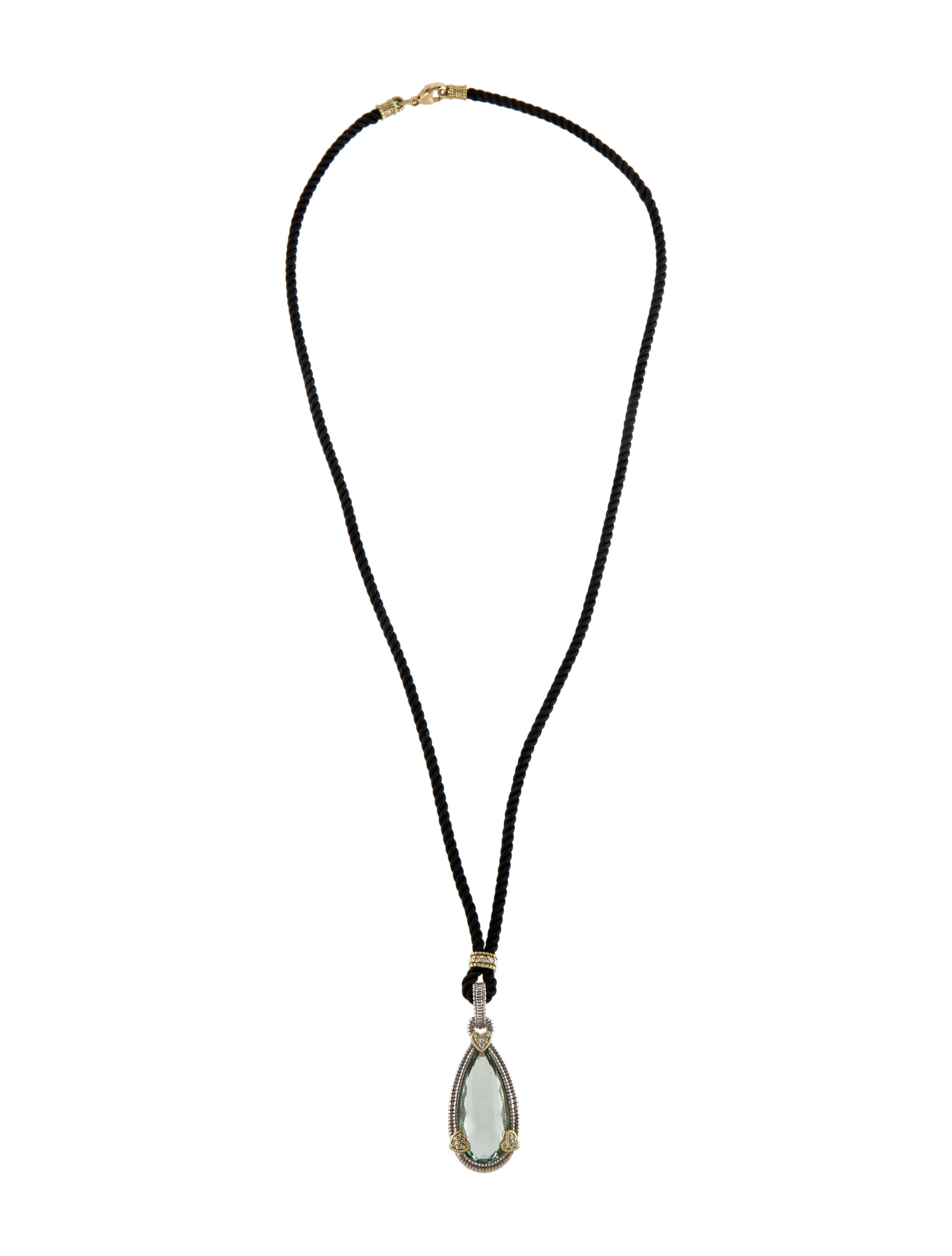 Judith Ripka Diamond & Prasiolite Cord Pendant Necklace - Black, 18K ...