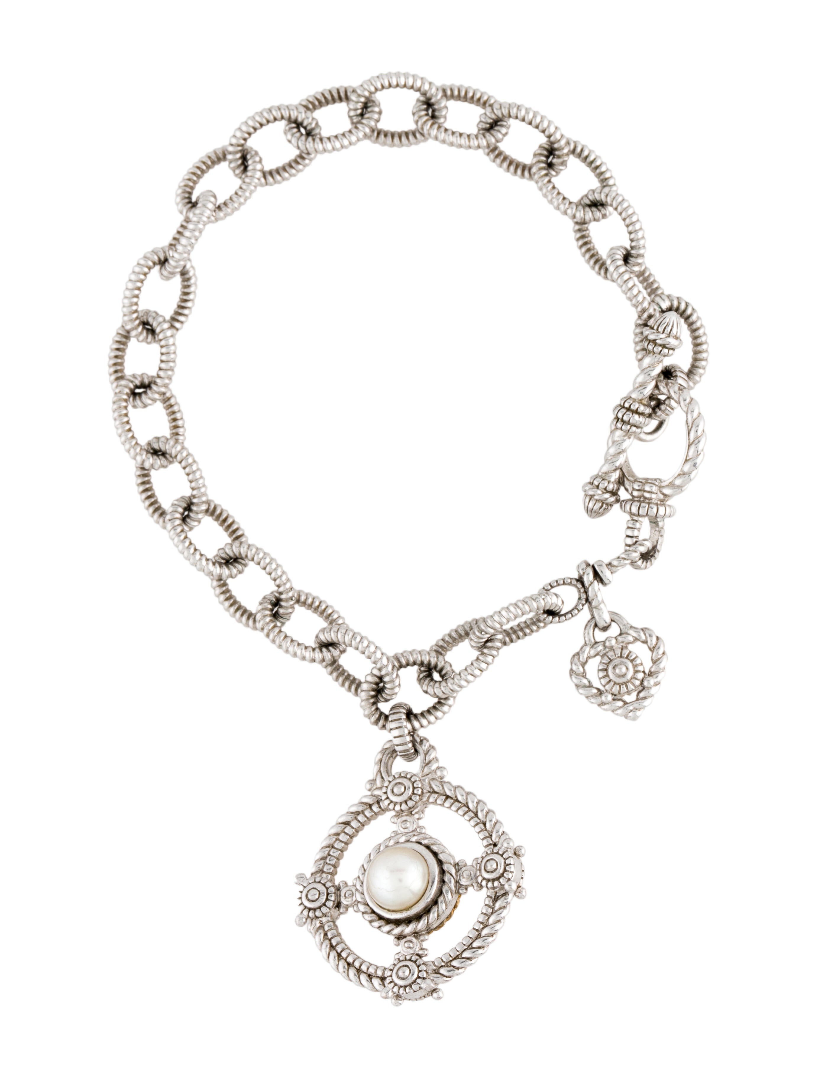 Judith Ripka JR Two Pink Crystal Heart Bracelet - 18K Yellow Gold Charm ...