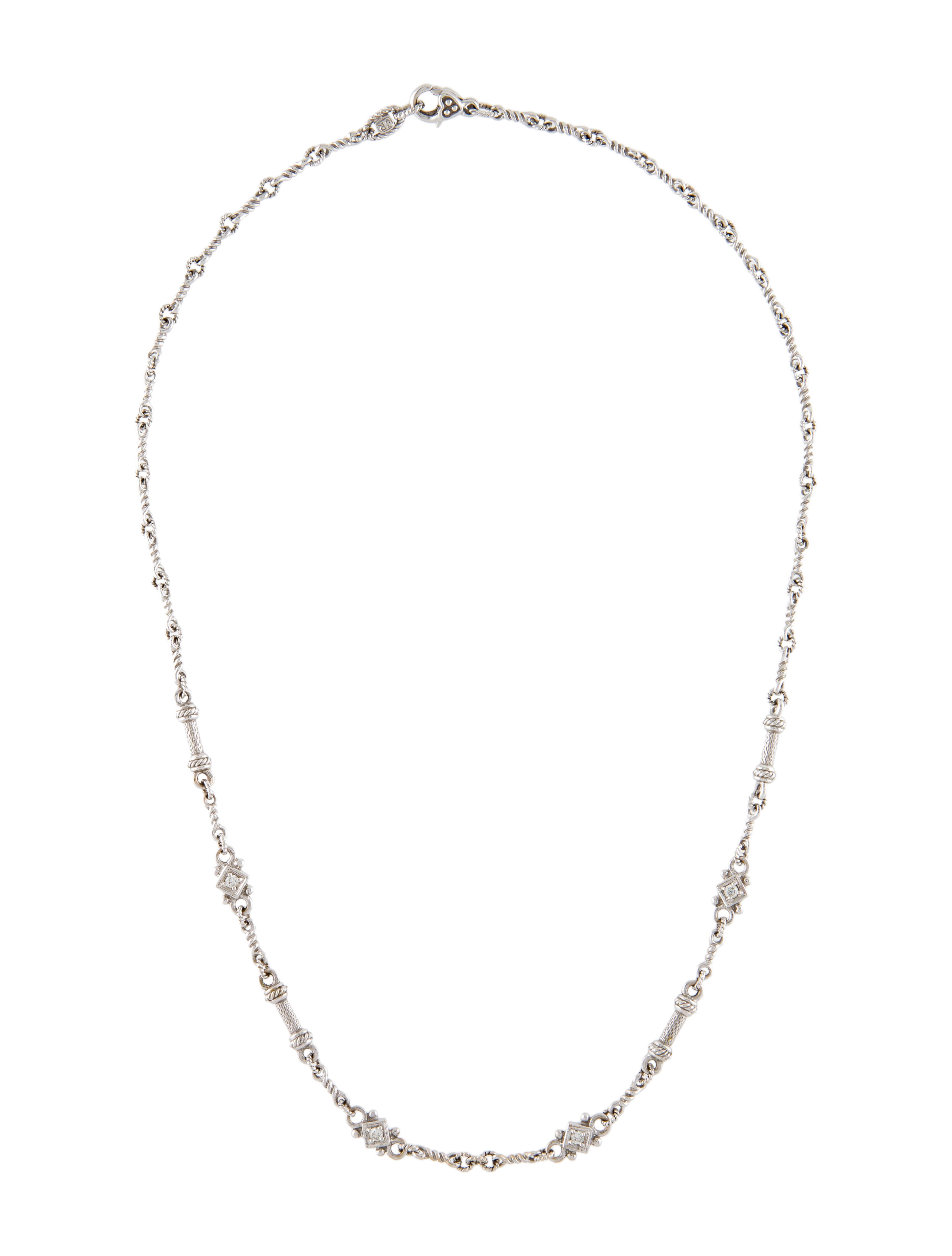 Judith Ripka Diamond Station Necklace - 18K Yellow Gold Chain ...
