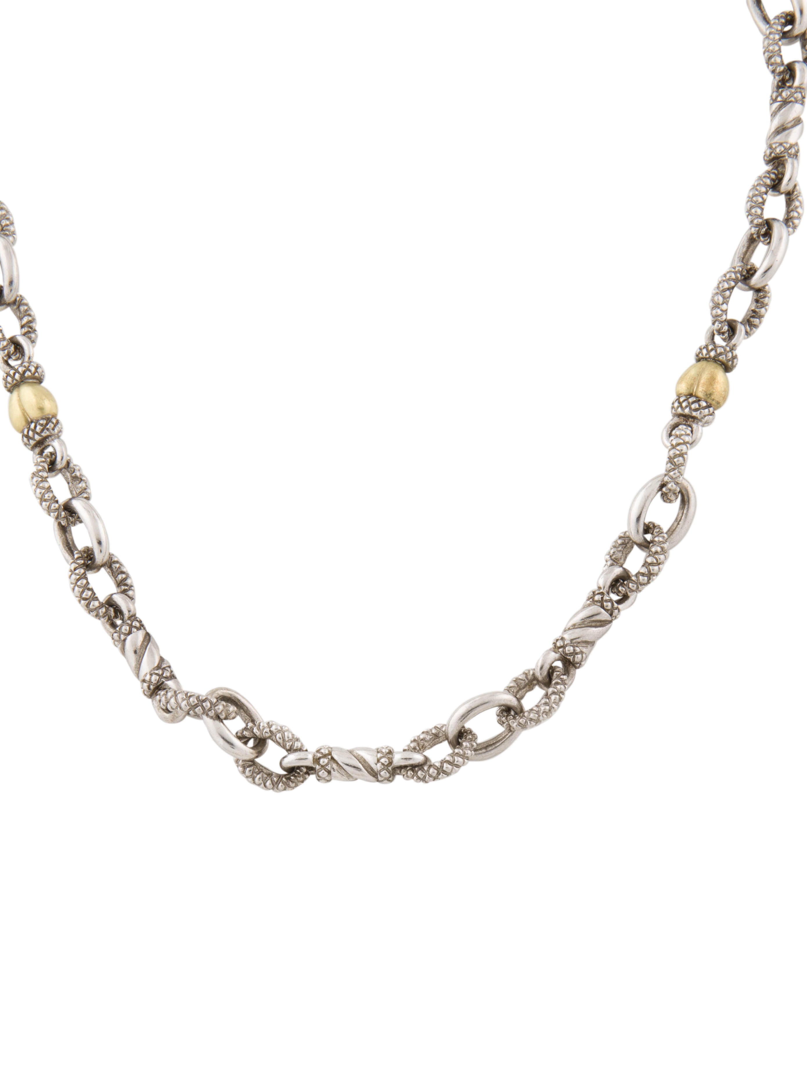 Judith Ripka Diamond Two Tone Oval Link Necklace - Station, Necklaces ...