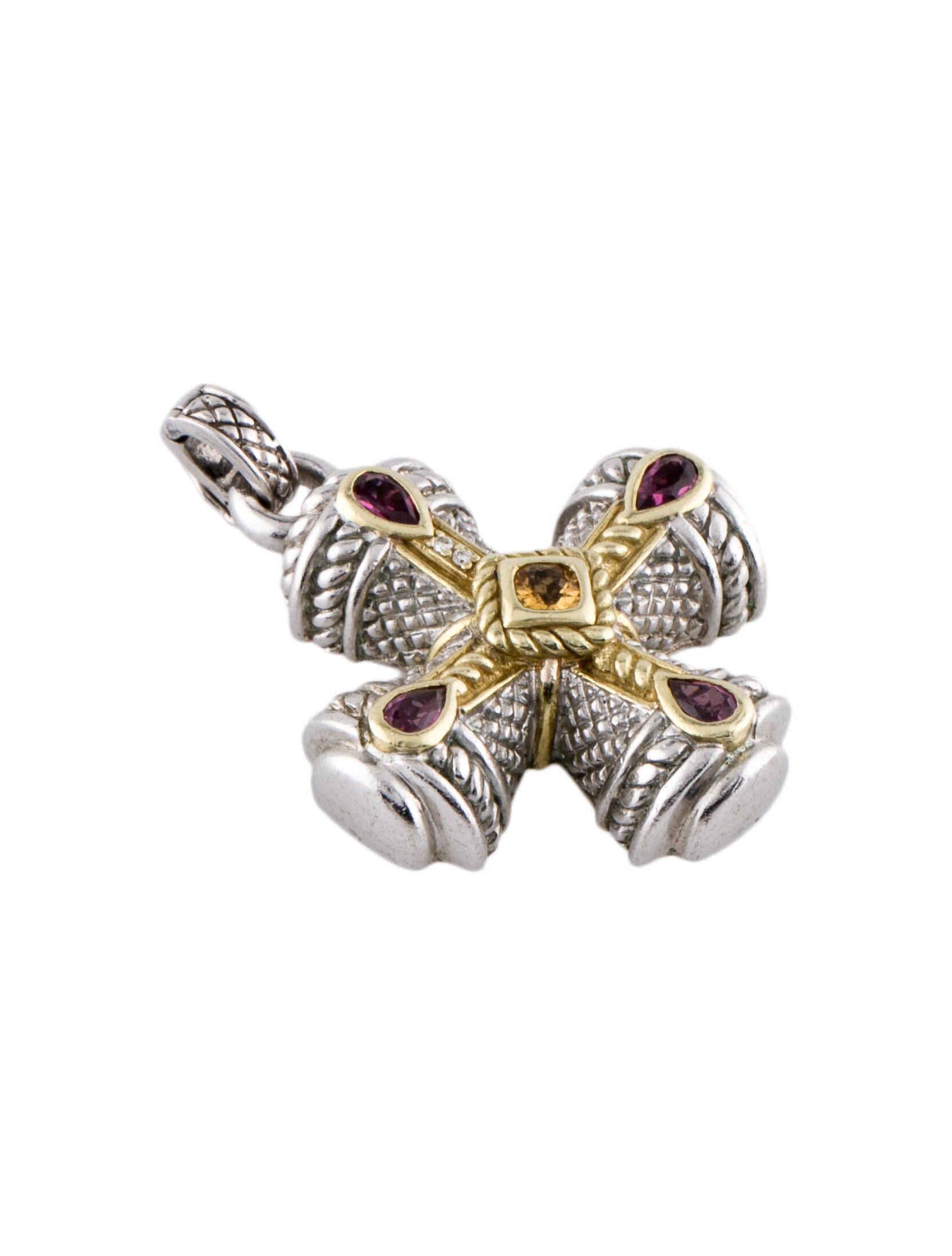 Judith Ripka Two-Tone Diamond Heart Leather Necklace - 18K Yellow Gold ...