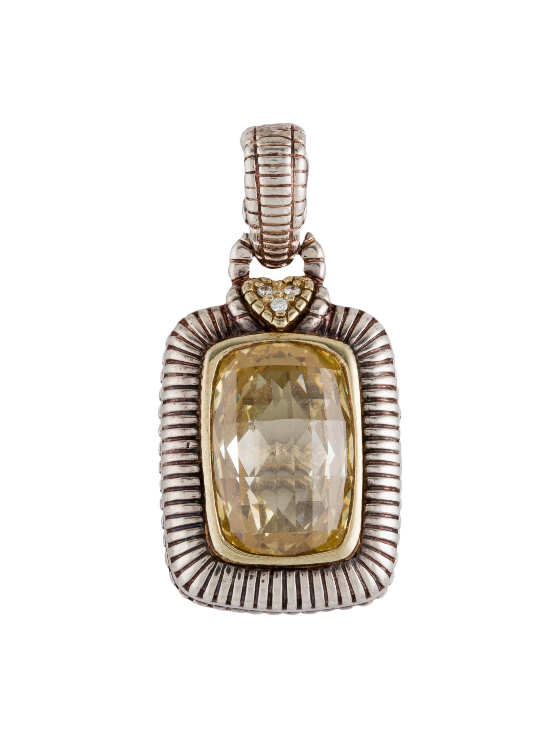 Judith Ripka Two-Tone Diamond Heart Leather Necklace - 18K Yellow Gold ...