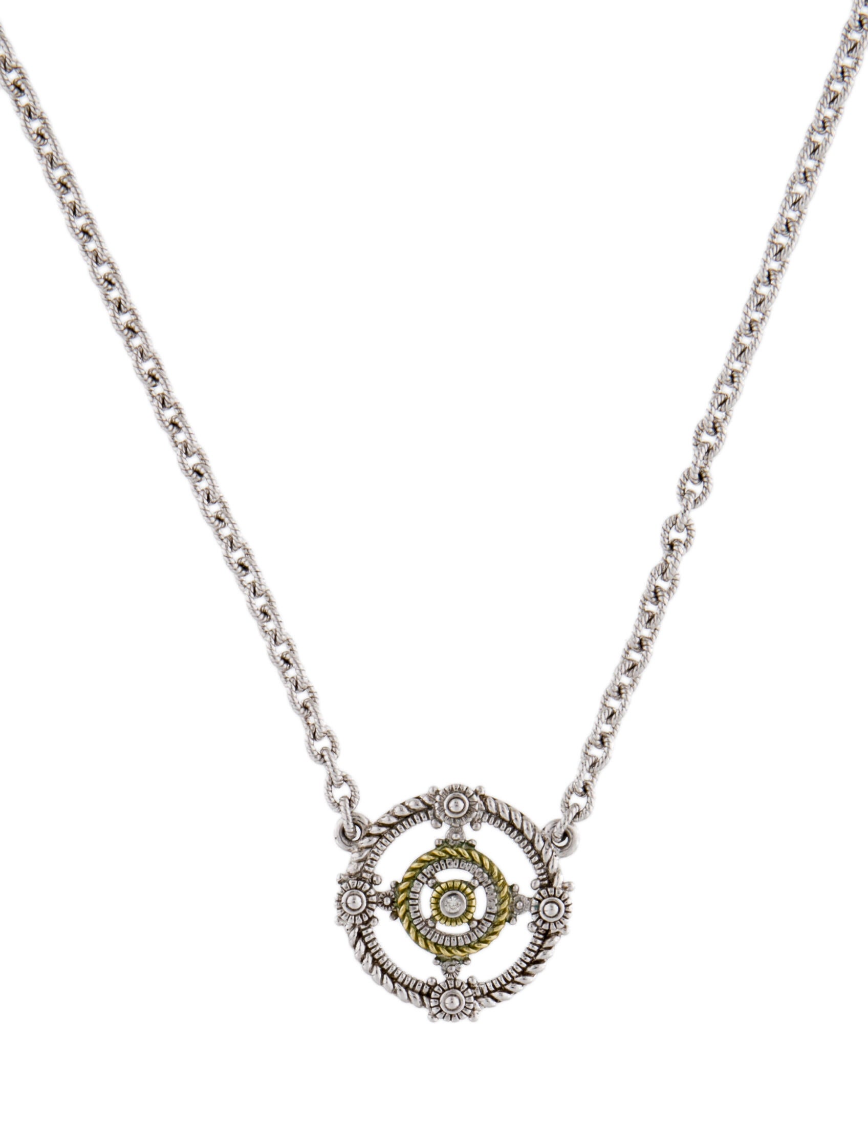 Judith Ripka Two-Tone Diamond Pendant Necklace - 18K Yellow Gold ...