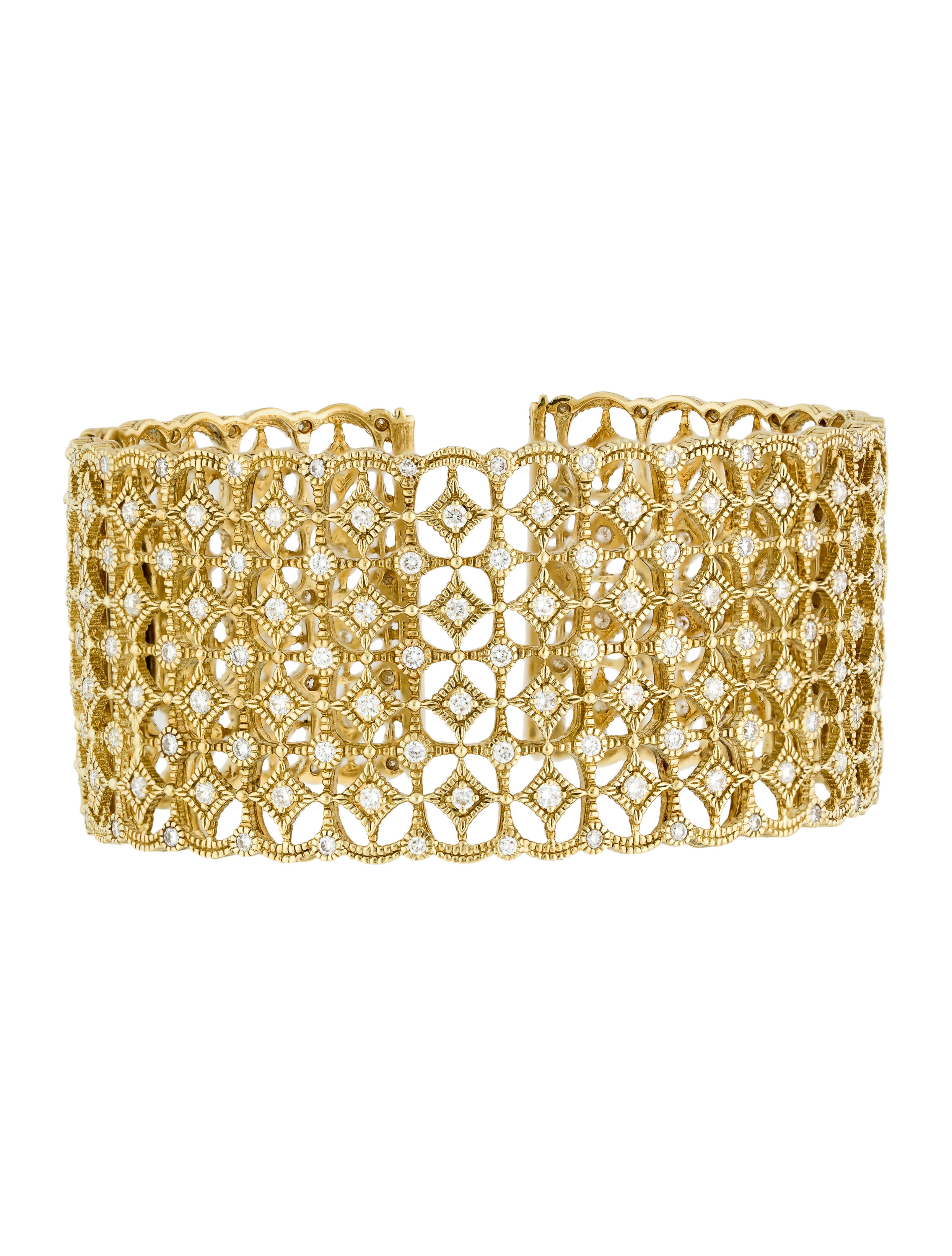 Judith Ripka 18K 4.55ctw Openwork Diamond Cuff - 18K Yellow Gold Cuff ...