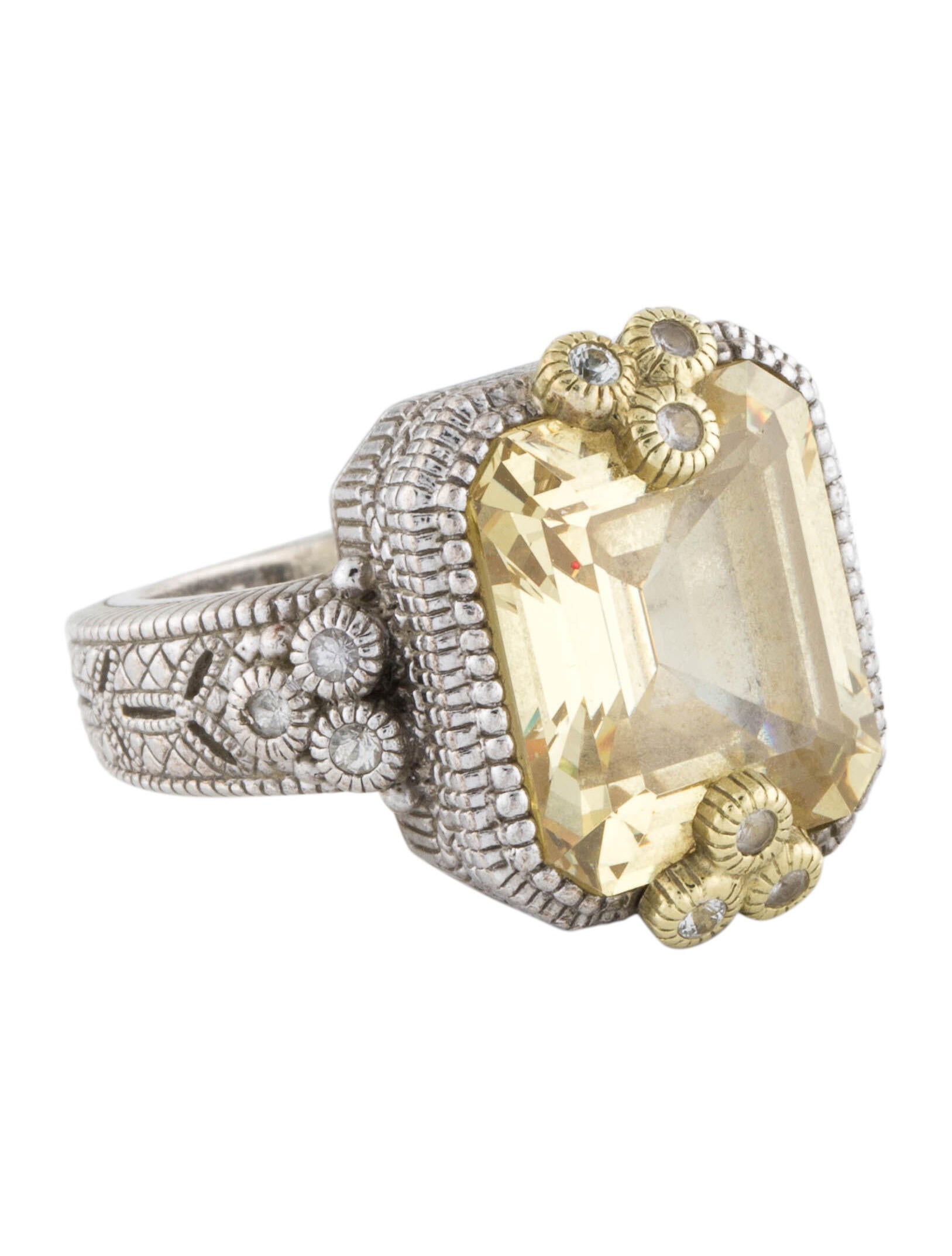 Judith Ripka Sapphire & Canary Crystal Cocktail Ring - Yellow, Sterling ...