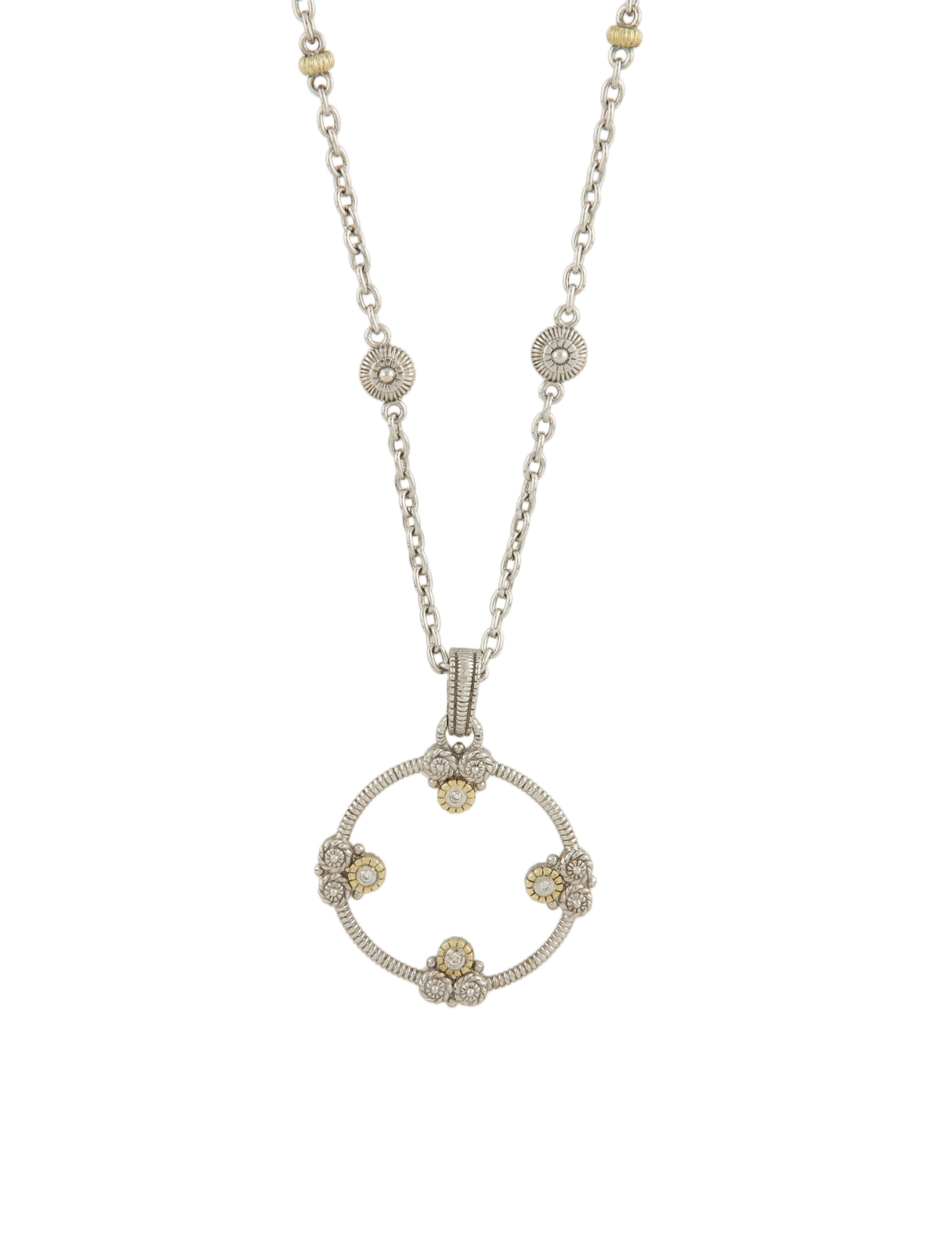 Judith Ripka 18K Synthetic Green Quartz Pendant Necklace - 18K Yellow ...