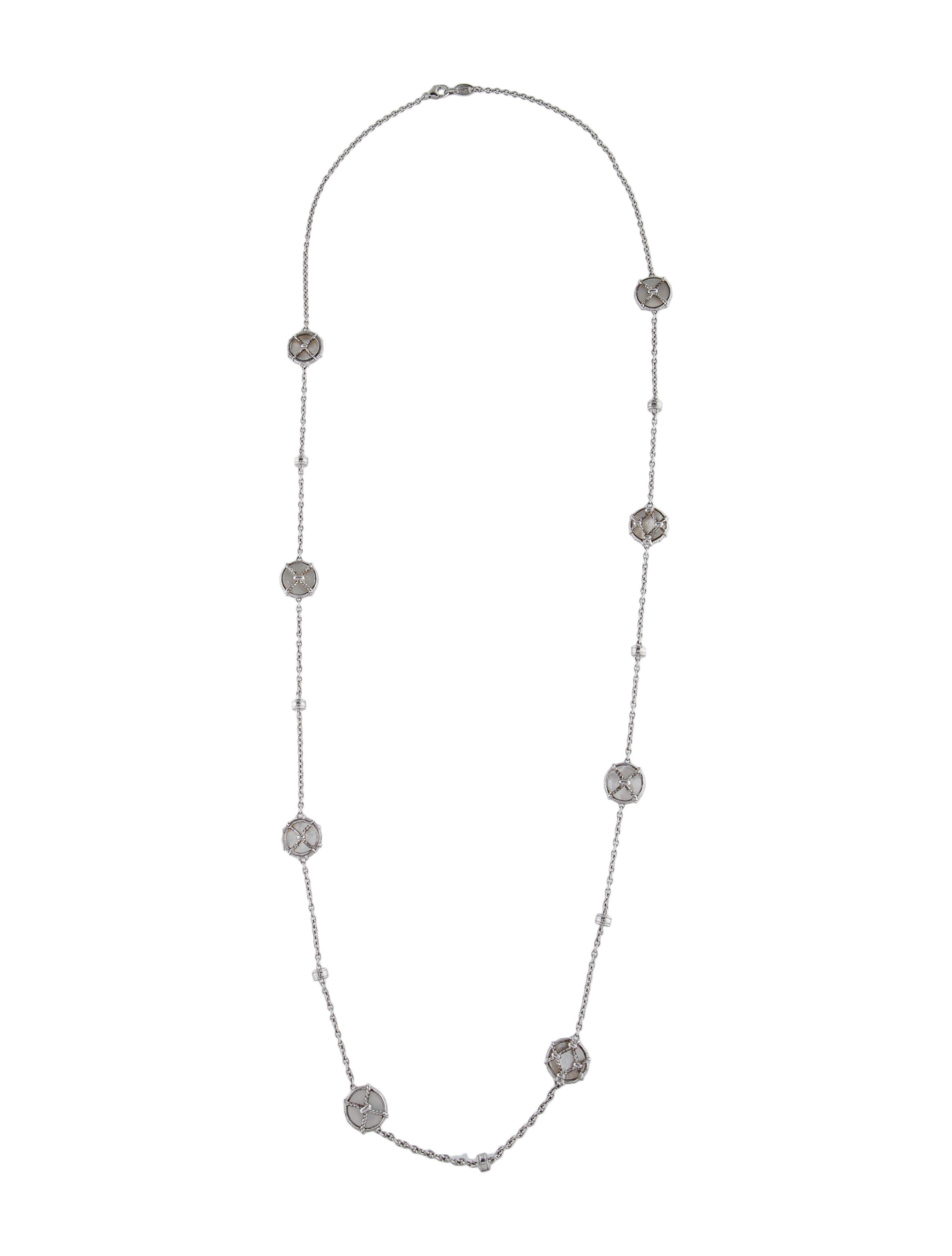 Judith Ripka Mother of Pearl Station Necklace - Sterling Silver Station ...