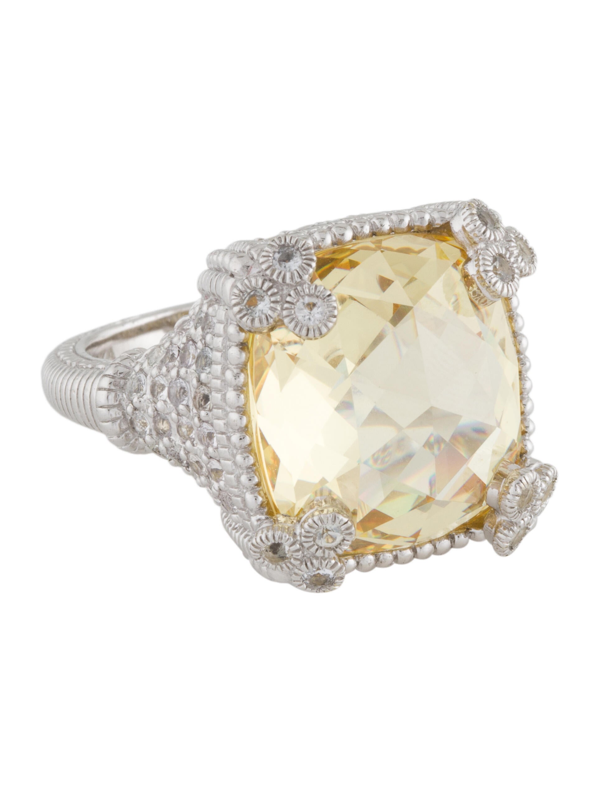 Judith Ripka Sapphire & Canary Crystal Monaco Cocktail Ring - Yellow ...