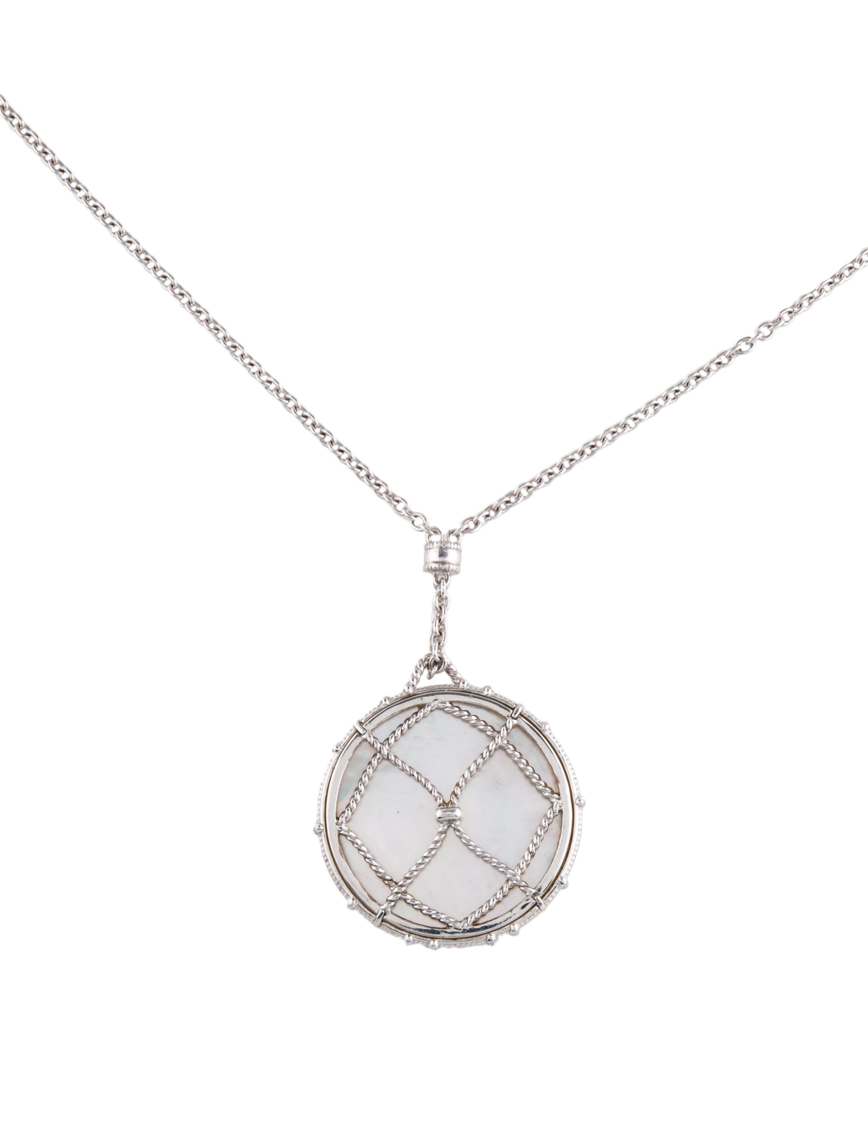Judith Ripka Mother of Pearl Isola Pendulum Pendant Necklace - Sterling ...