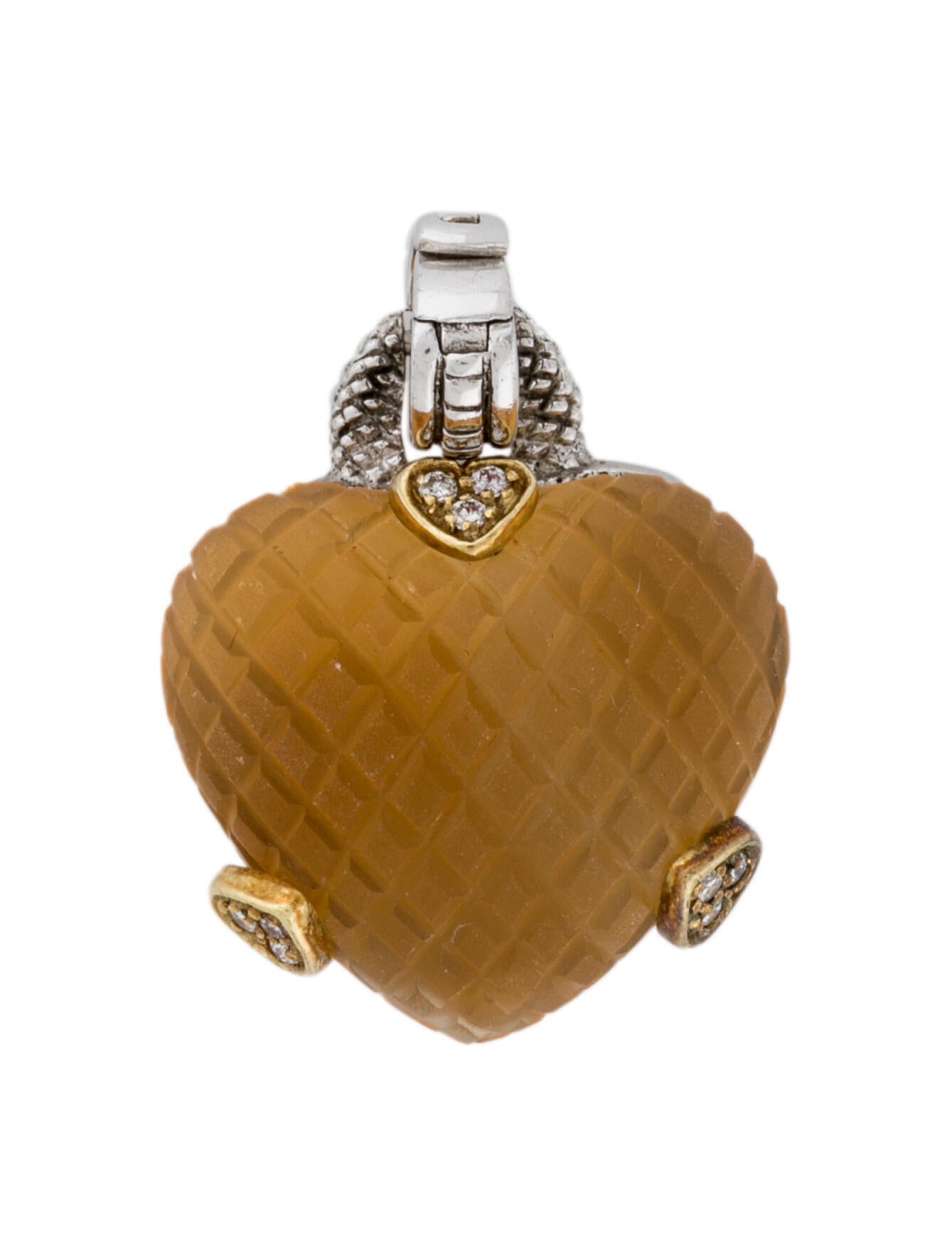 Judith Ripka Two-Tone Citrine & Diamond Heart Pendant - 18K Yellow Gold ...