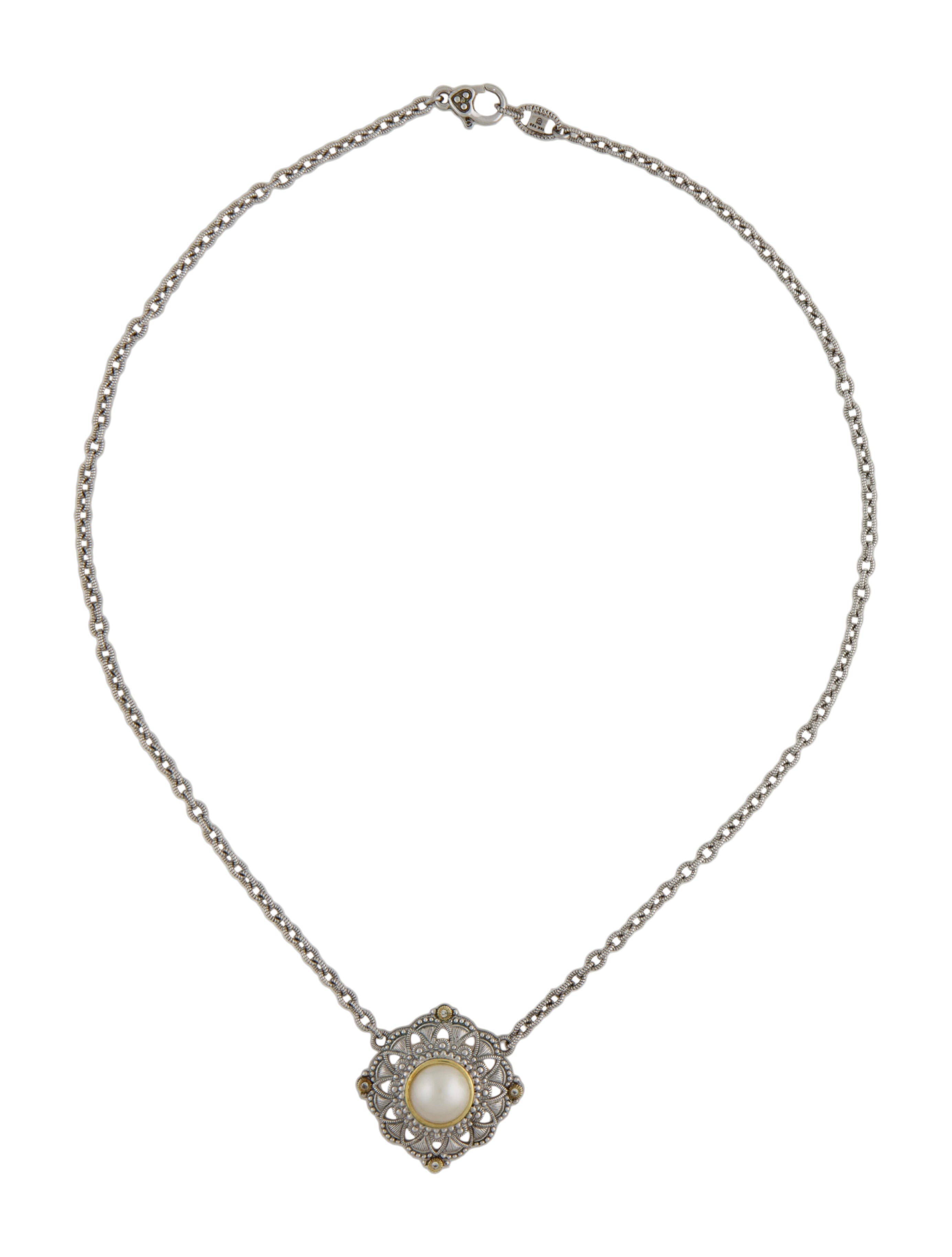 Judith Ripka Two-Tone Pearl & Diamond Pendant Necklace - 18K Yellow ...