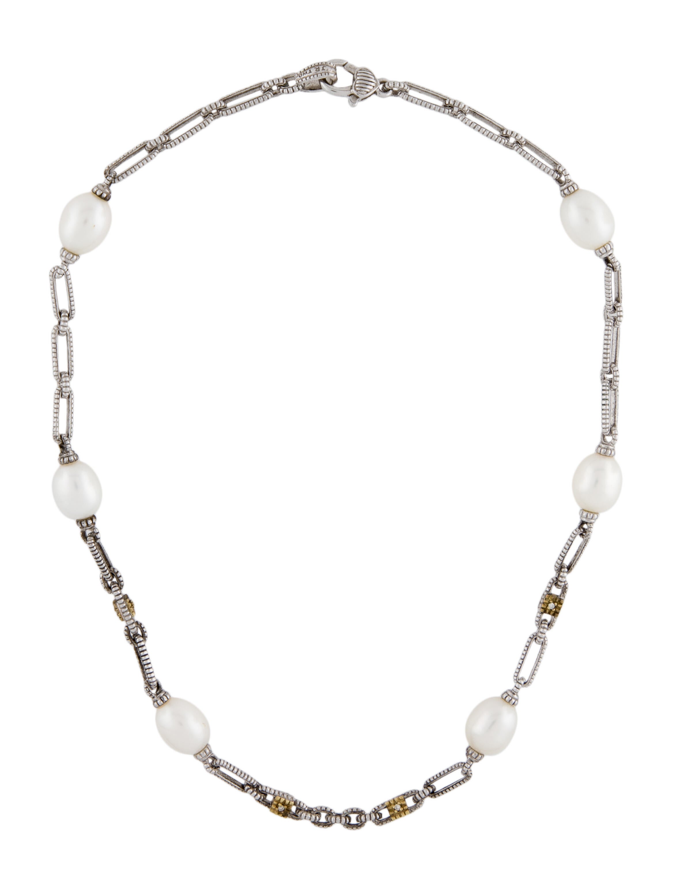 Judith Ripka Two-Tone Pearl & Diamond Station Chain Necklace - 18K ...