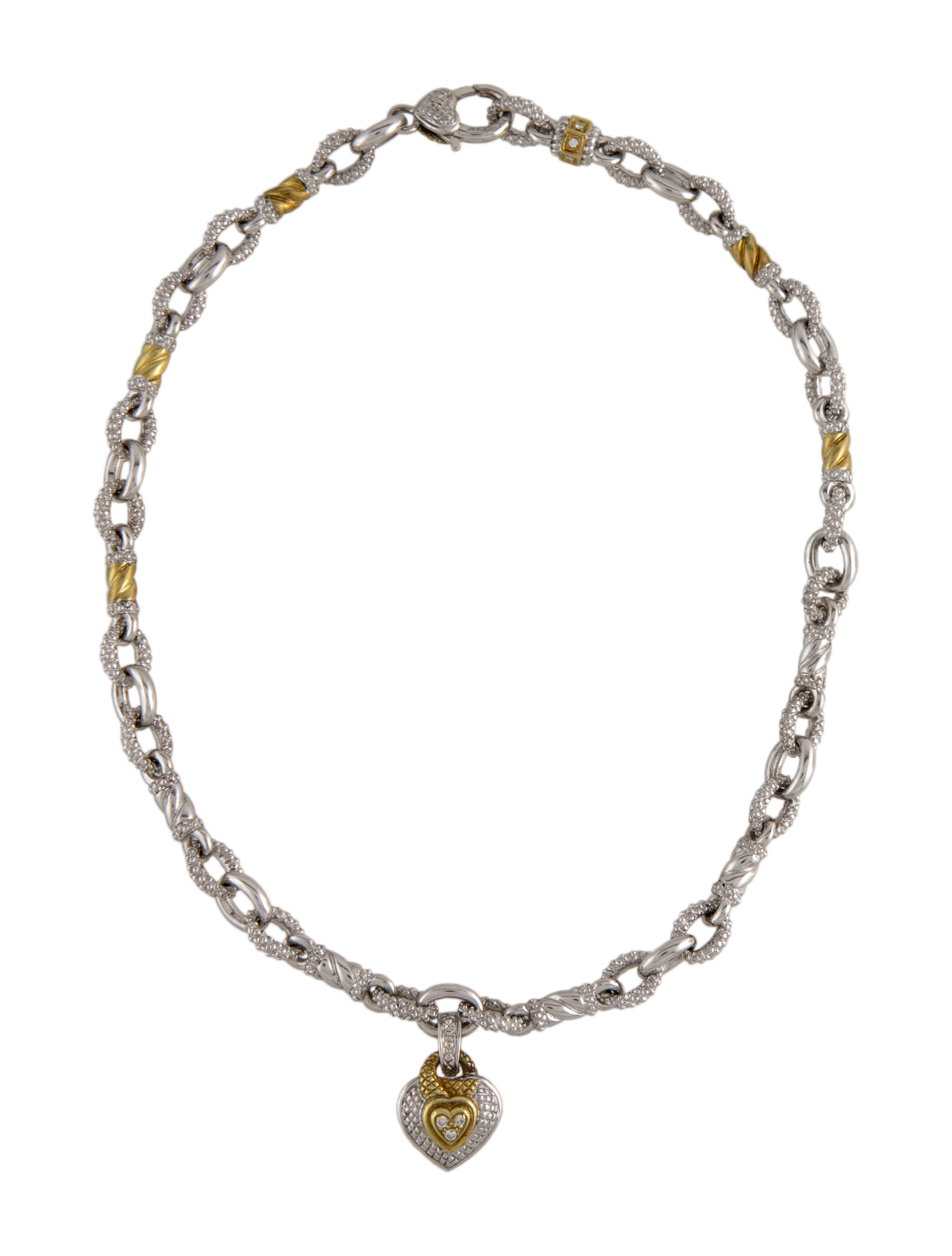 Judith Ripka Diamond Heart Enhancer Station Necklace - 18K Yellow Gold ...