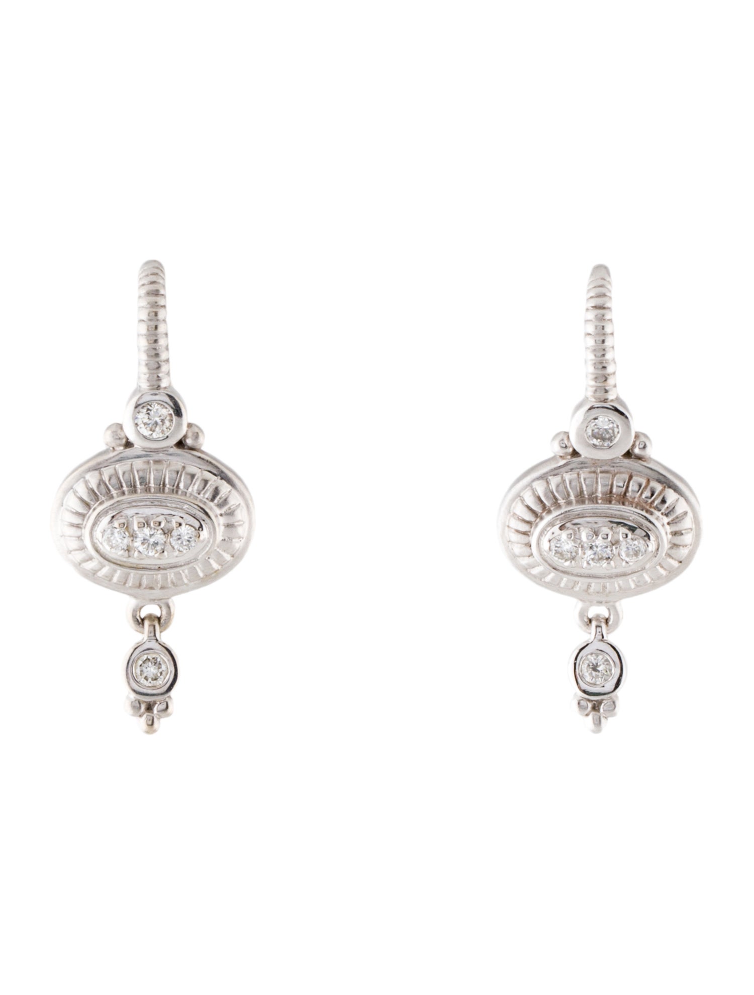 Judith Ripka 18K Diamond Drop Earrings - Rhodium-Plated 18K White Gold ...