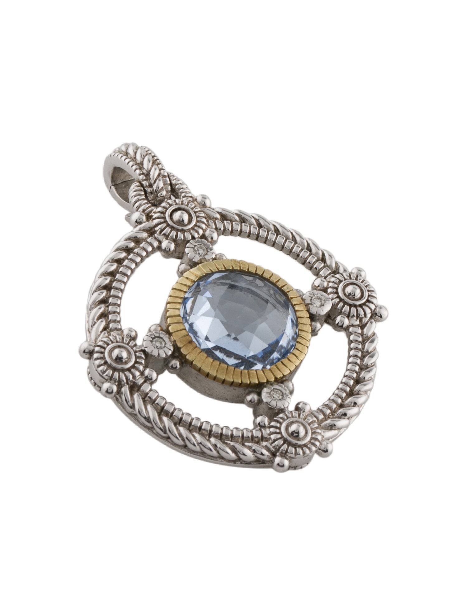 Judith Ripka Synthetic Quartz & Diamond Enhancer Pendant - 18K Yellow ...