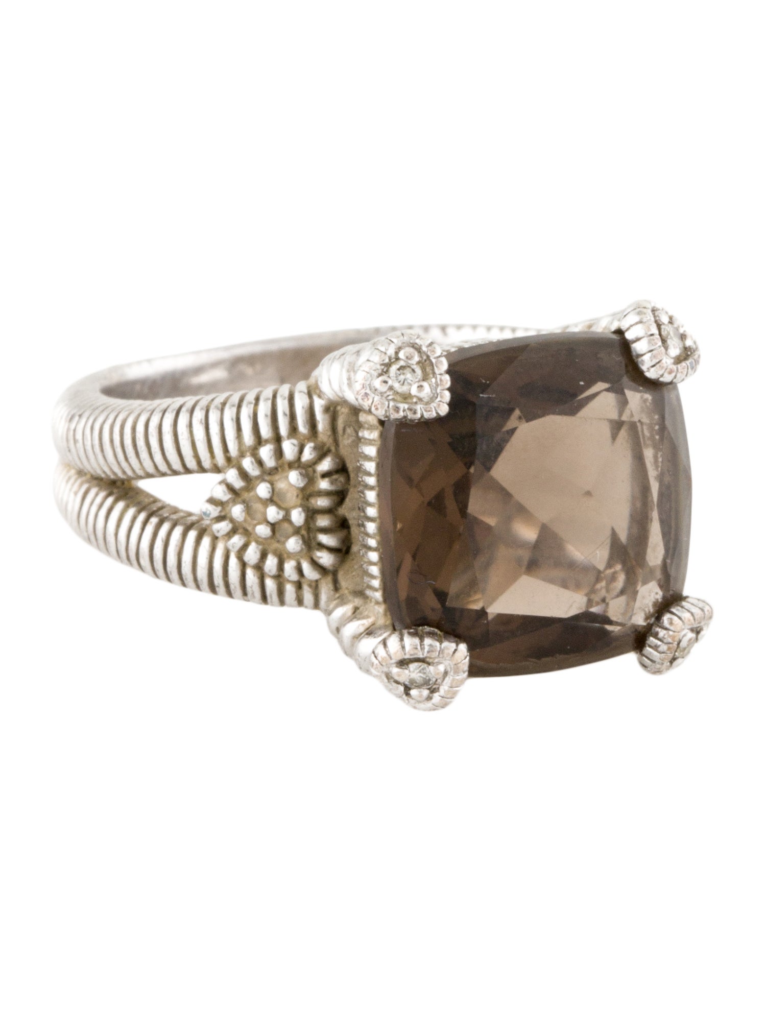 Judith Ripka Smokey Quartz & Diamond Fontaine Ring - Sterling Silver ...