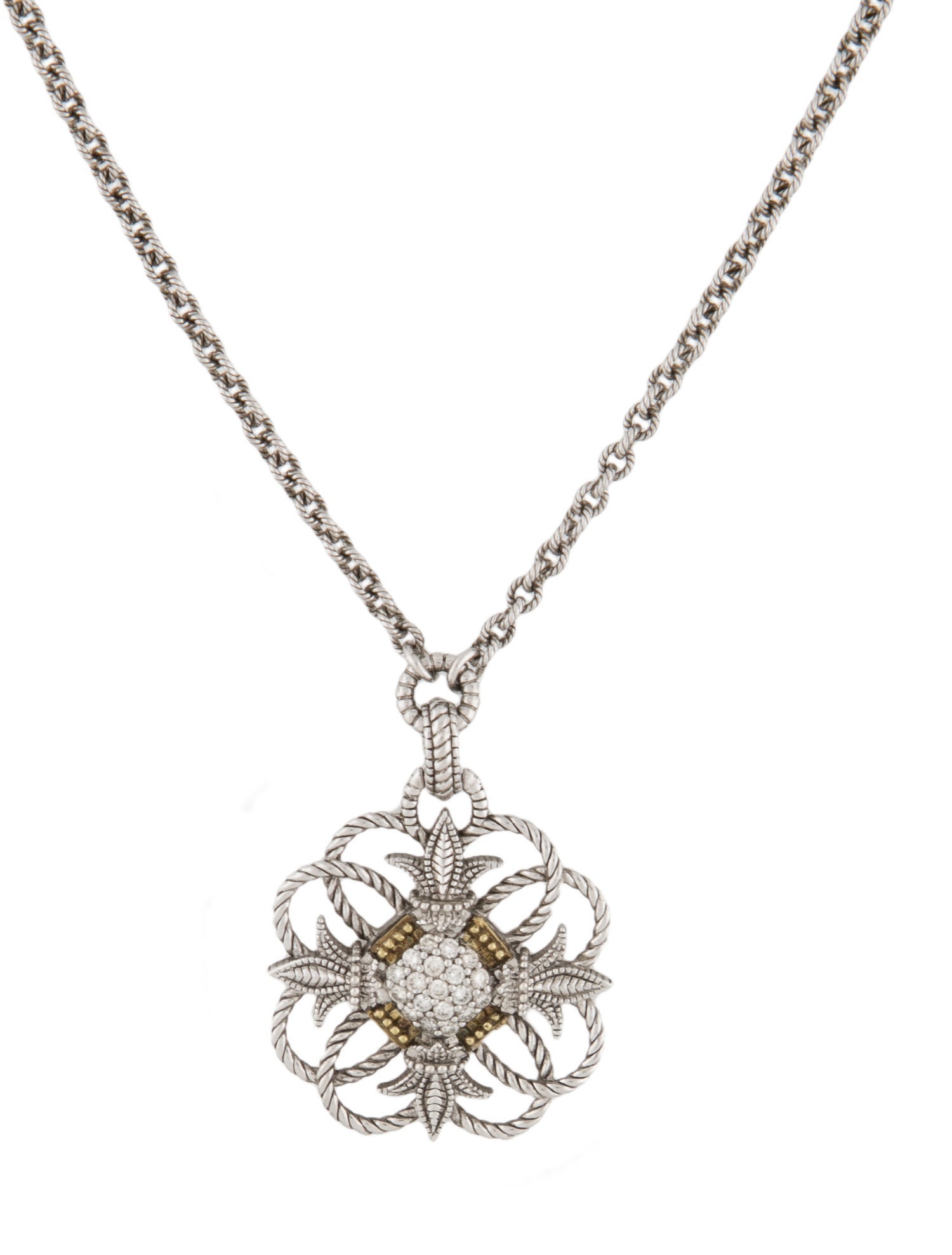 Judith Ripka Two-Tone Diamond Pendant Necklace - 18K Yellow Gold ...