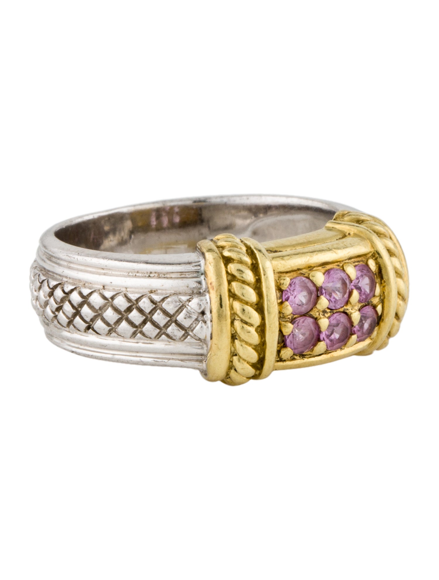 Judith Ripka Pink Sapphire Band - 18K Yellow Gold Band, Rings ...