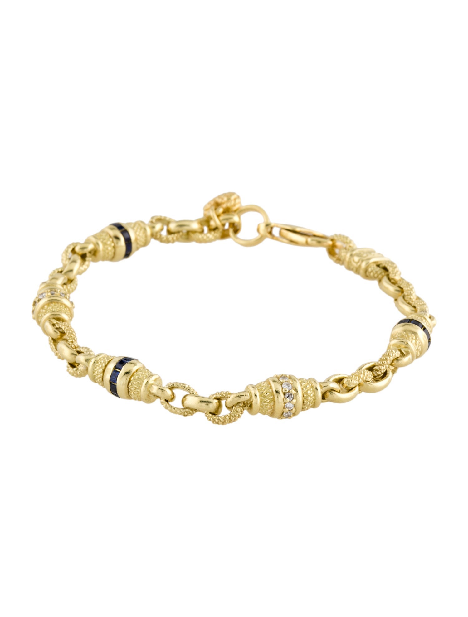 Judith Ripka 18K Sapphire & Diamond Barrel Link Bracelet - 18K Yellow ...