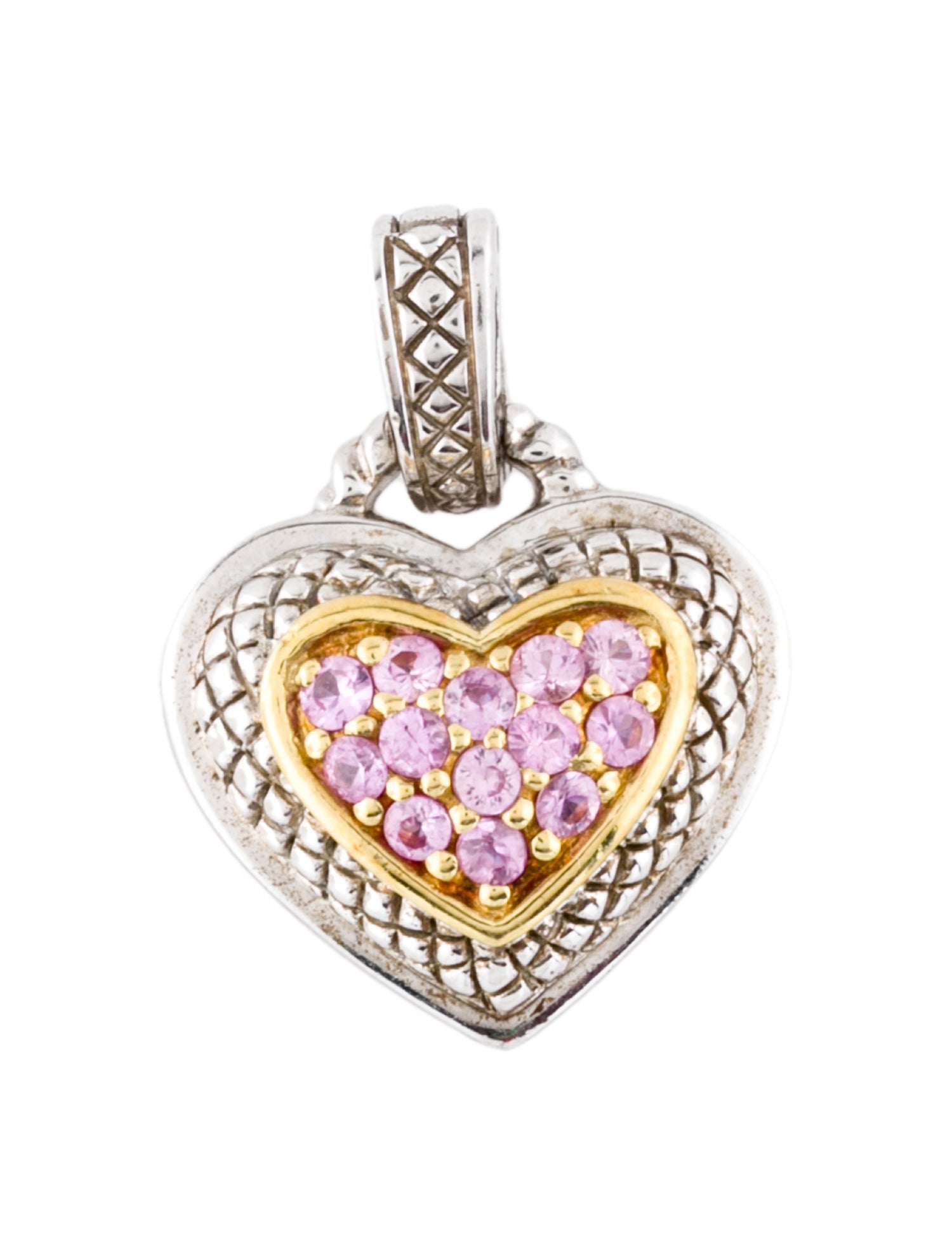 Judith Ripka Sapphire Heart Pendant - 18K Yellow Gold Pendant Necklace ...