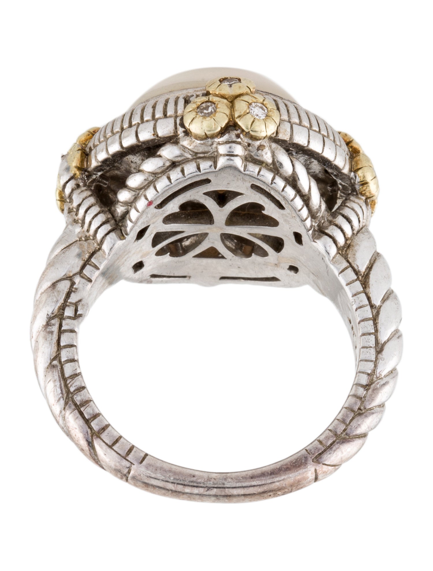 Judith Ripka Pearl & Diamond Cocktail Ring - 18K Yellow Gold Cocktail ...