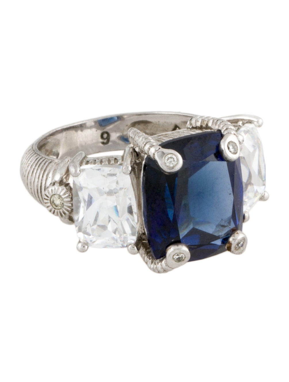 Judith Ripka Diamond, Synthetic Sapphire & Cubic Zirconia Three Stone ...