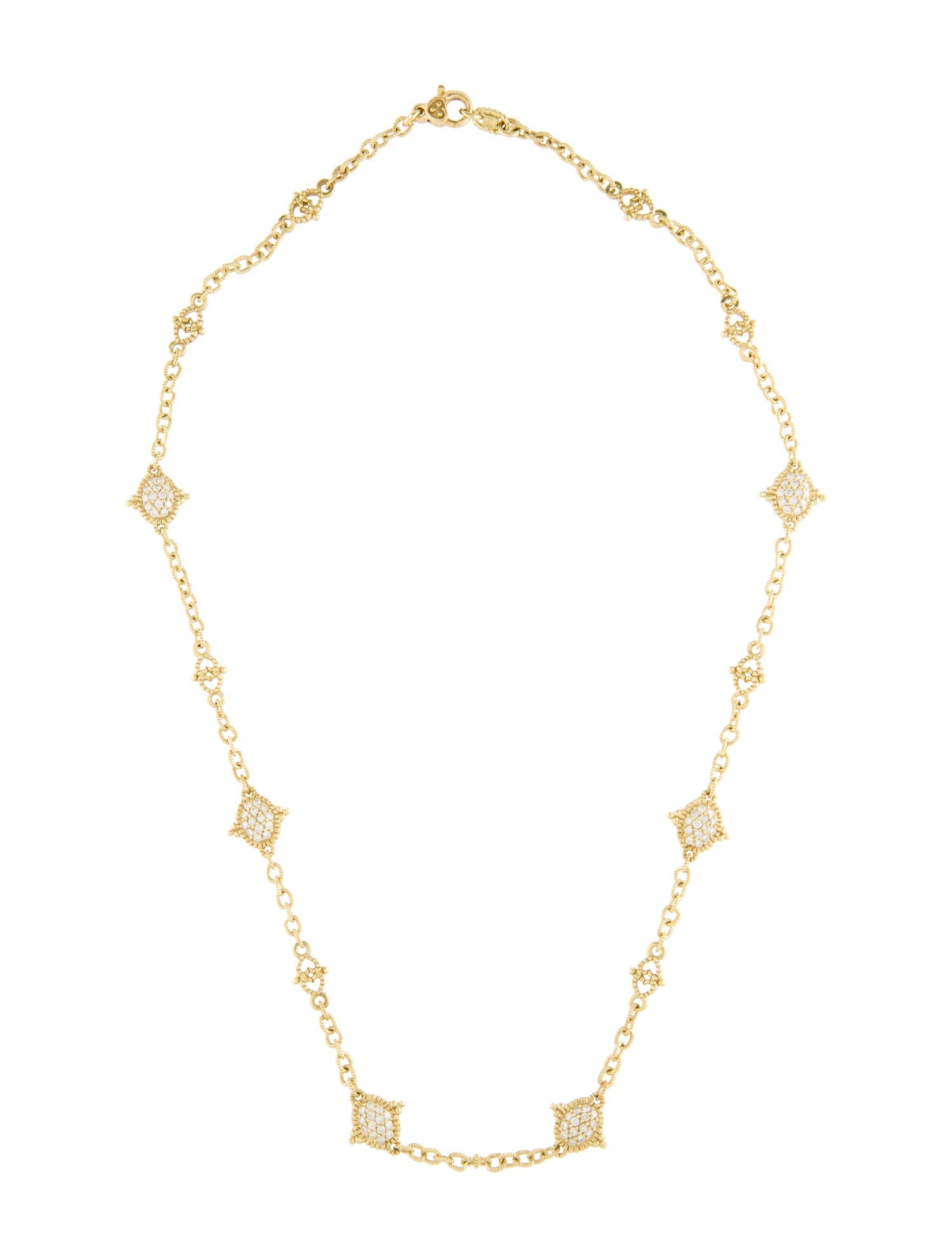 Judith Ripka 18K 1.34ctw Diamond Station Necklace - 18K Yellow Gold ...
