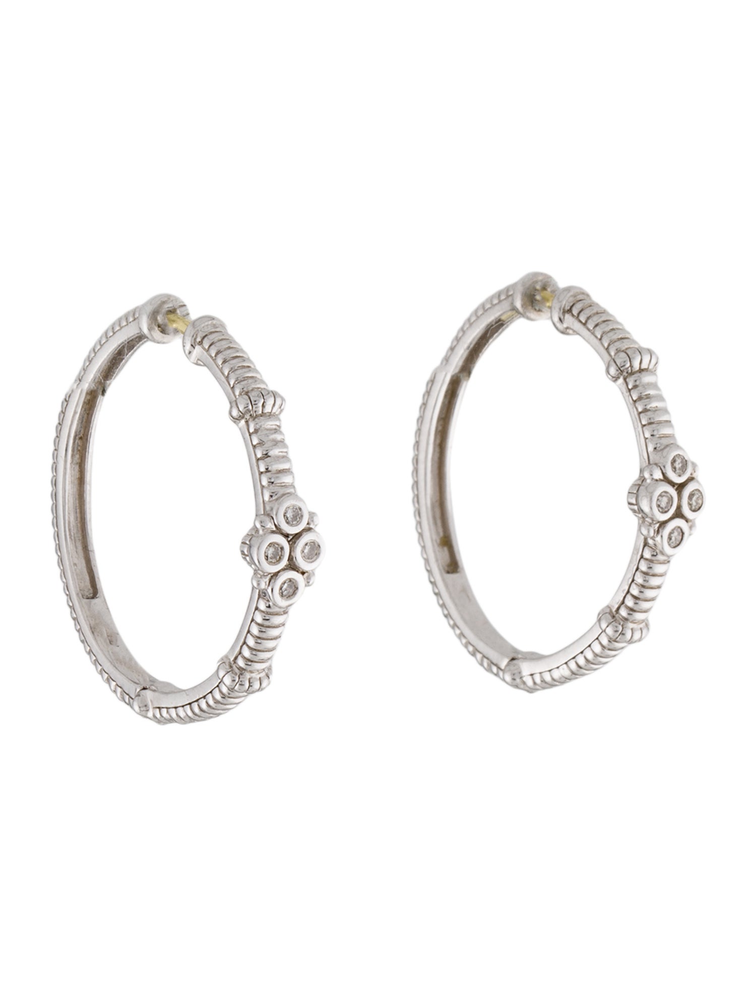 Judith Ripka Diamond Hoop Earrings - Sterling Silver Hoop, Earrings ...