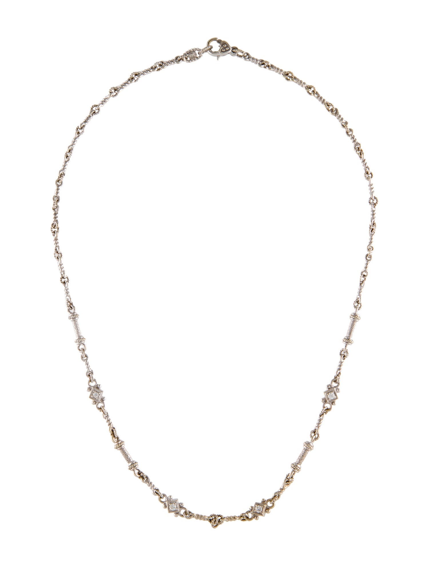 Judith Ripka 18K Diamond Station Necklace - Rhodium-Plated 18K White ...