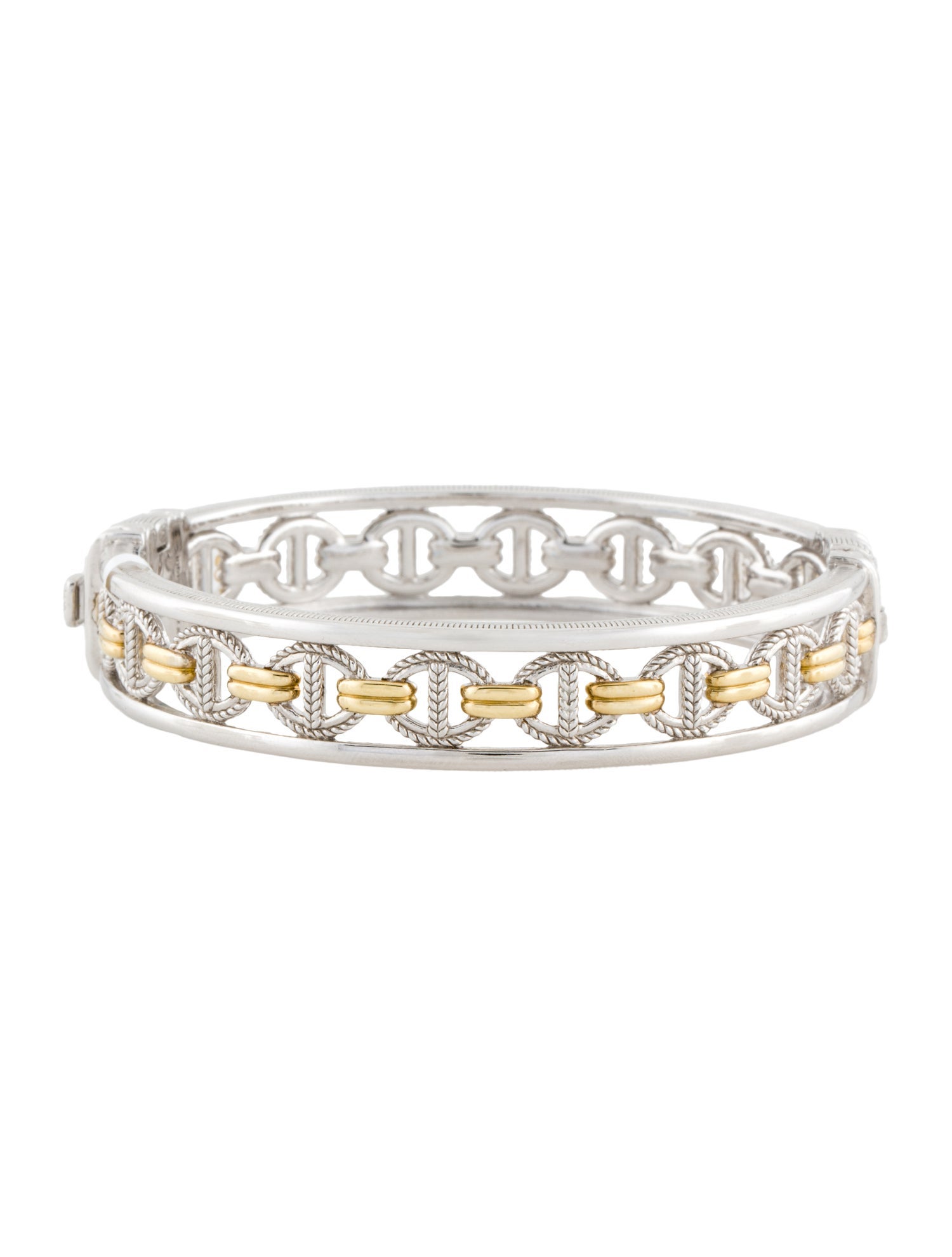 Judith Ripka Vienna Link Hinged Bangle Bracelet - 18K Yellow Gold ...