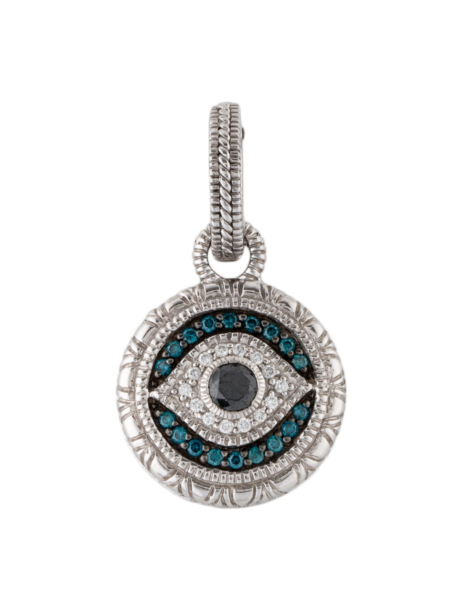 Judith Ripka 18K Diamond Evil Eye Pendant - Rhodium-Plated 18K White ...