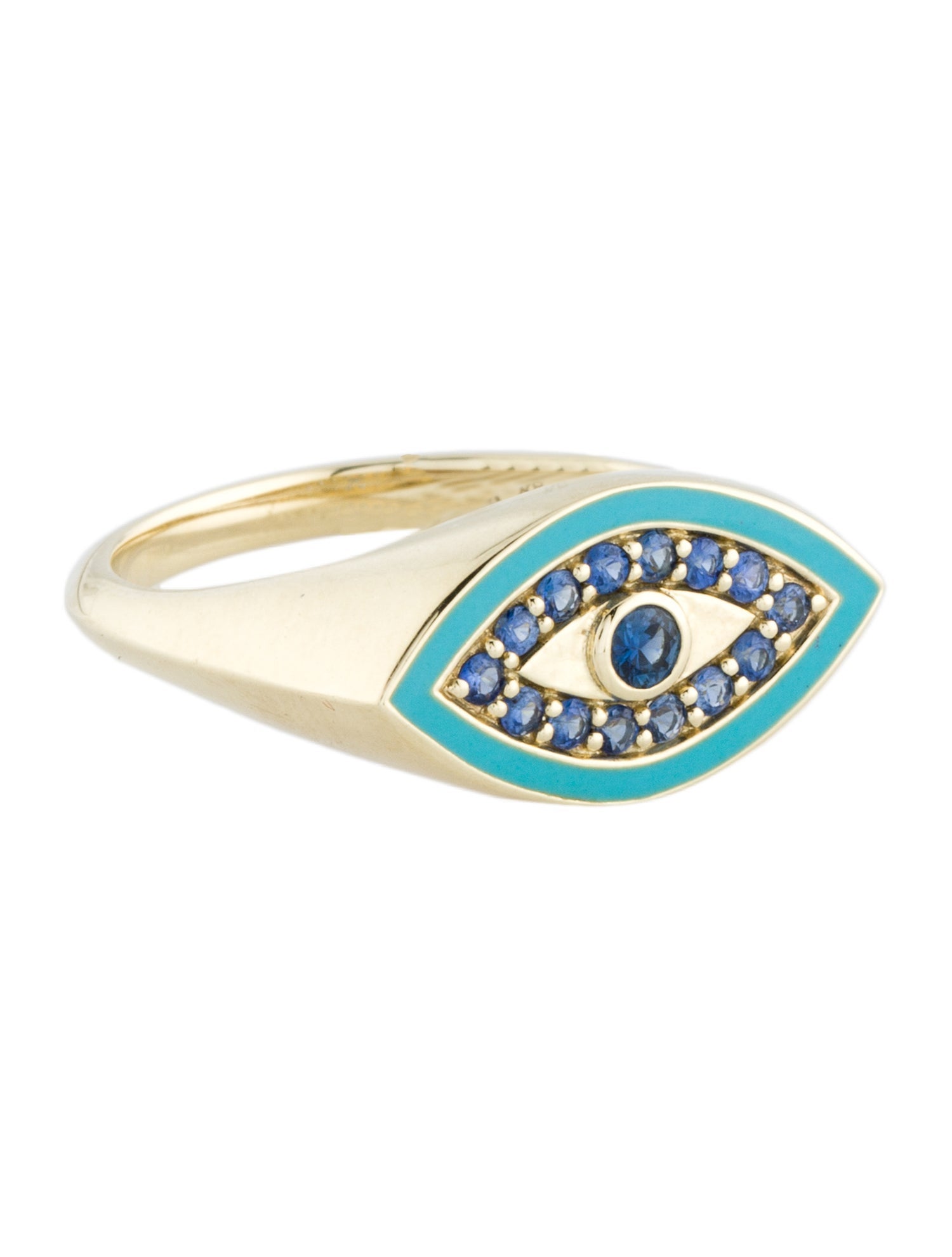 Judith Ripka 14K Sapphire & Enamel Evil Eye Signet Ring - Blue, 14K ...