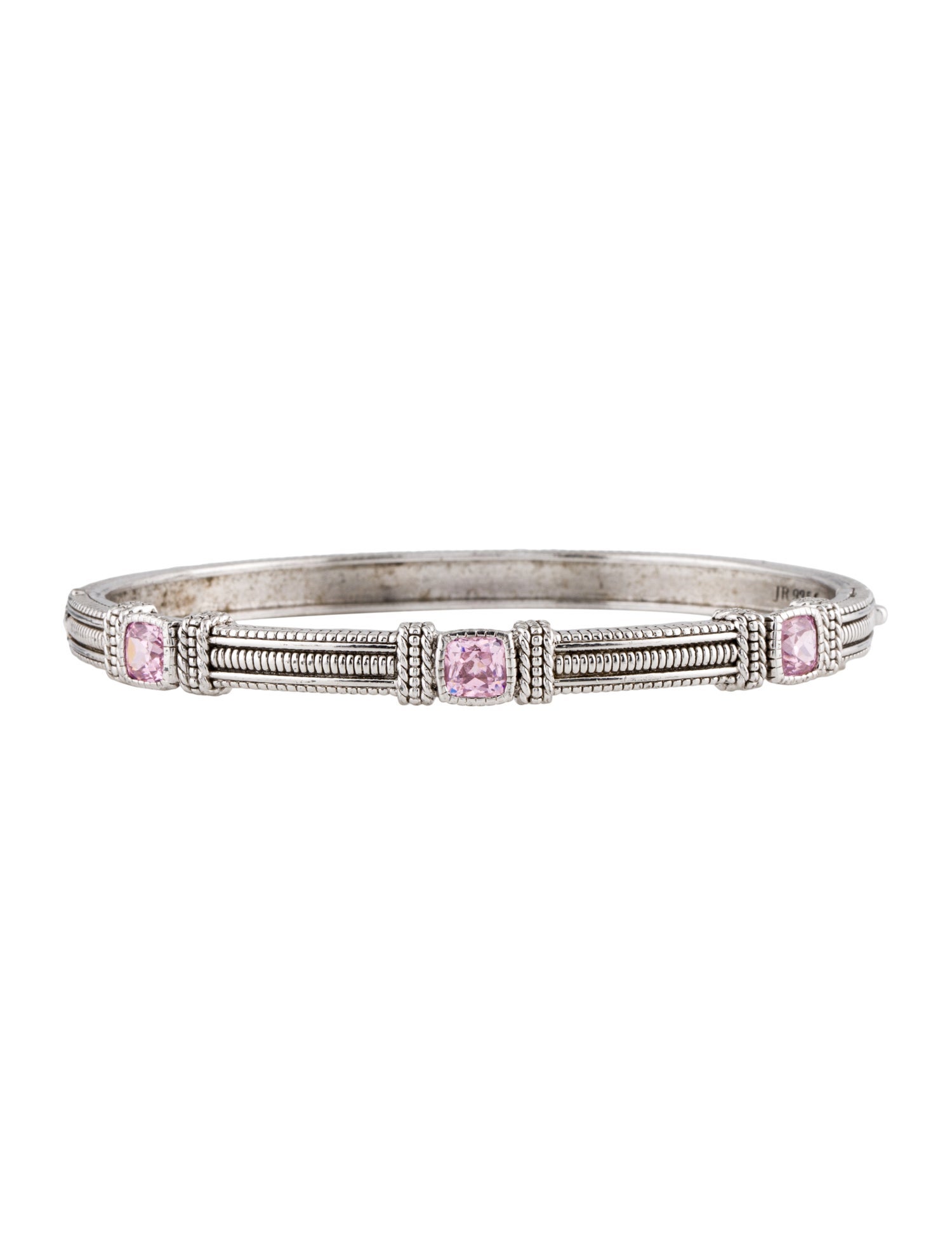 Judith Ripka Cubic Zirconia Hinged Bangle Bracelet - Sterling Silver ...