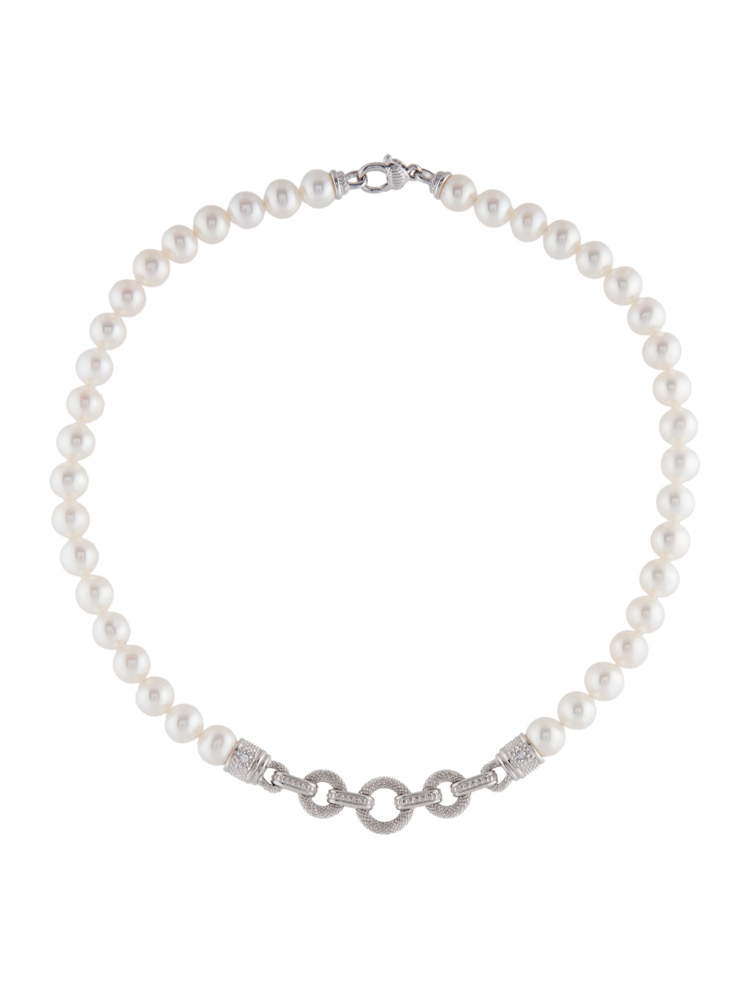 Judith Ripka Pearl Station Necklace - Sterling Silver Bead Strand ...
