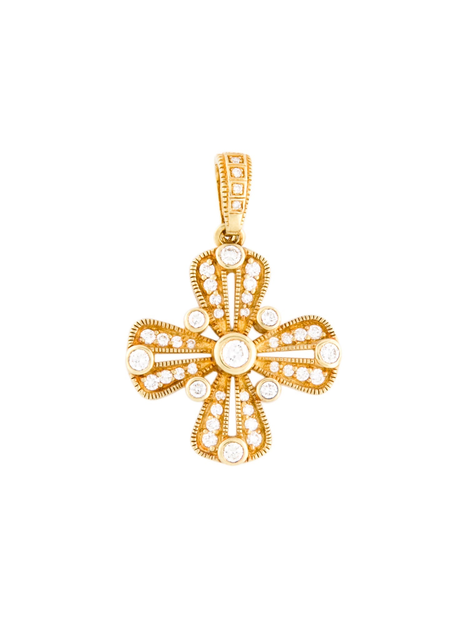 Judith Ripka 18K 1.43ctw Diamond Cross Pendant - 18K Yellow Gold ...