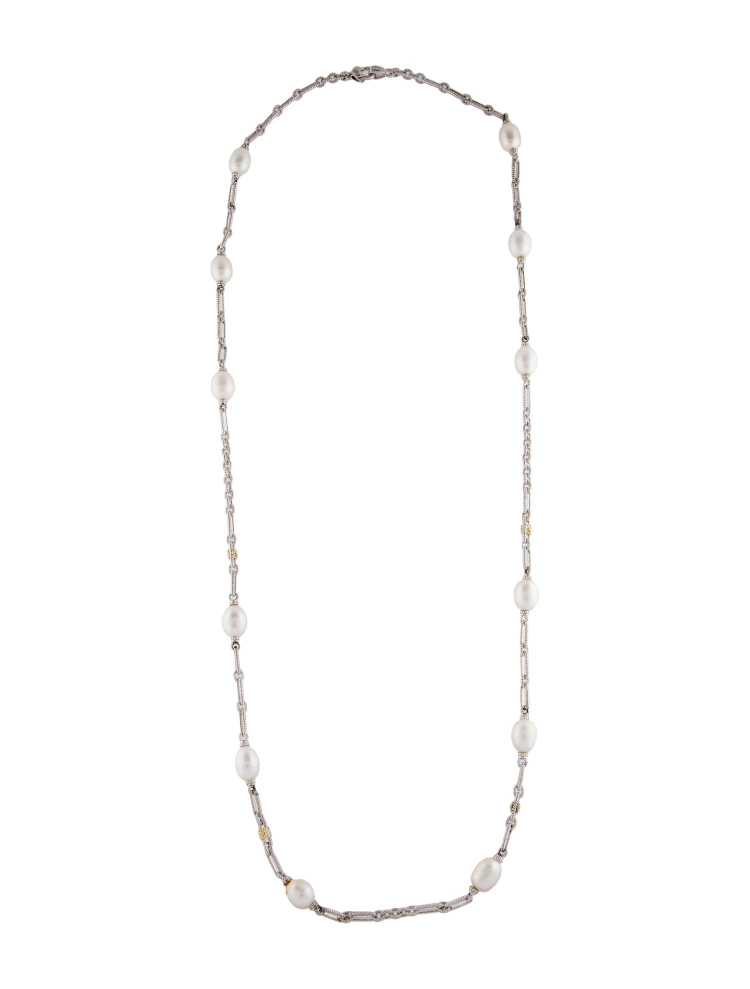 Judith Ripka Pearl & Diamond Chain Necklace - 18K Yellow Gold Chain ...
