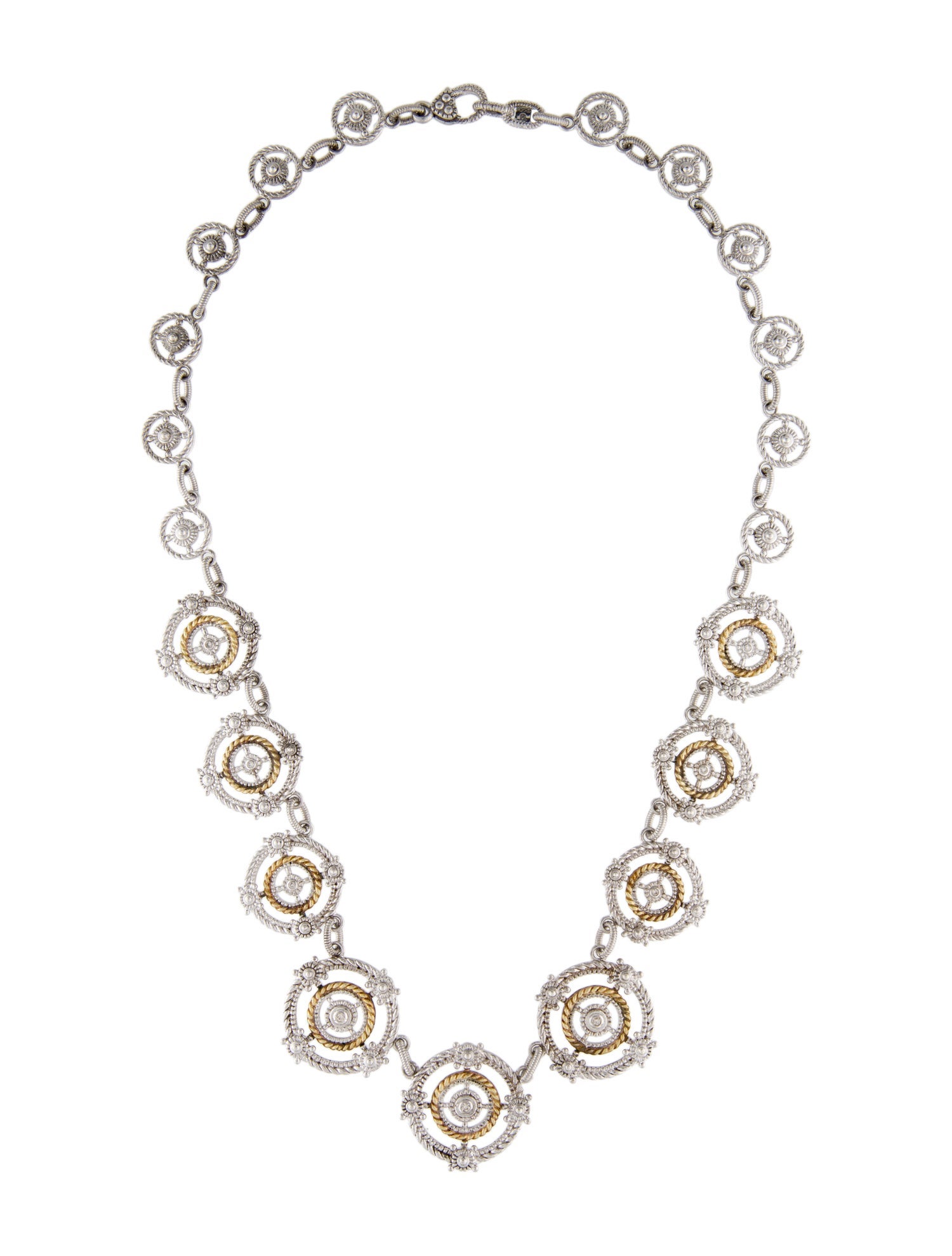 Judith Ripka Diamond Graduated Medallion Collar Necklace - 18K Yellow ...