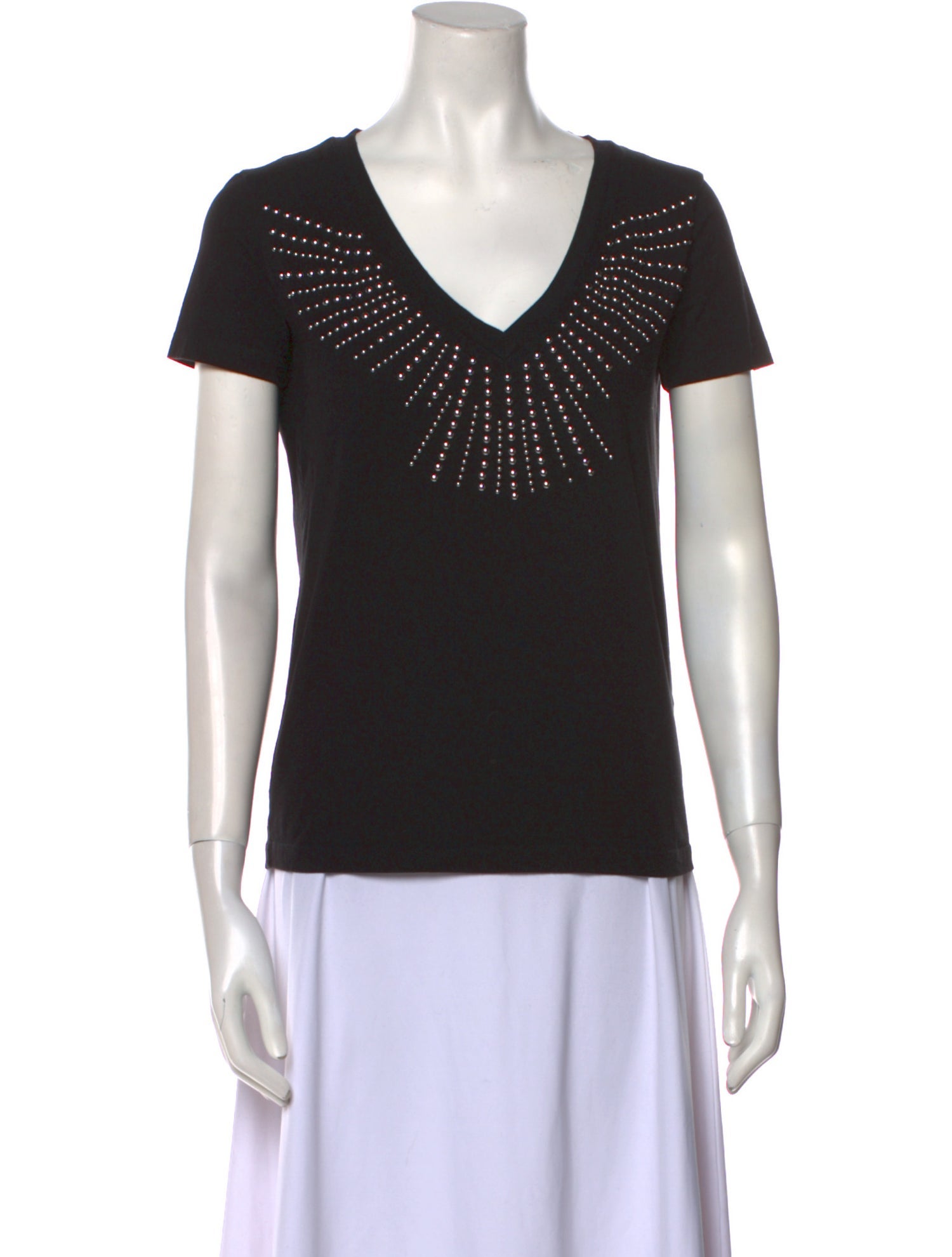 John Richmond V-Neck Short Sleeve T-Shirt - Black Tops, Clothing ...