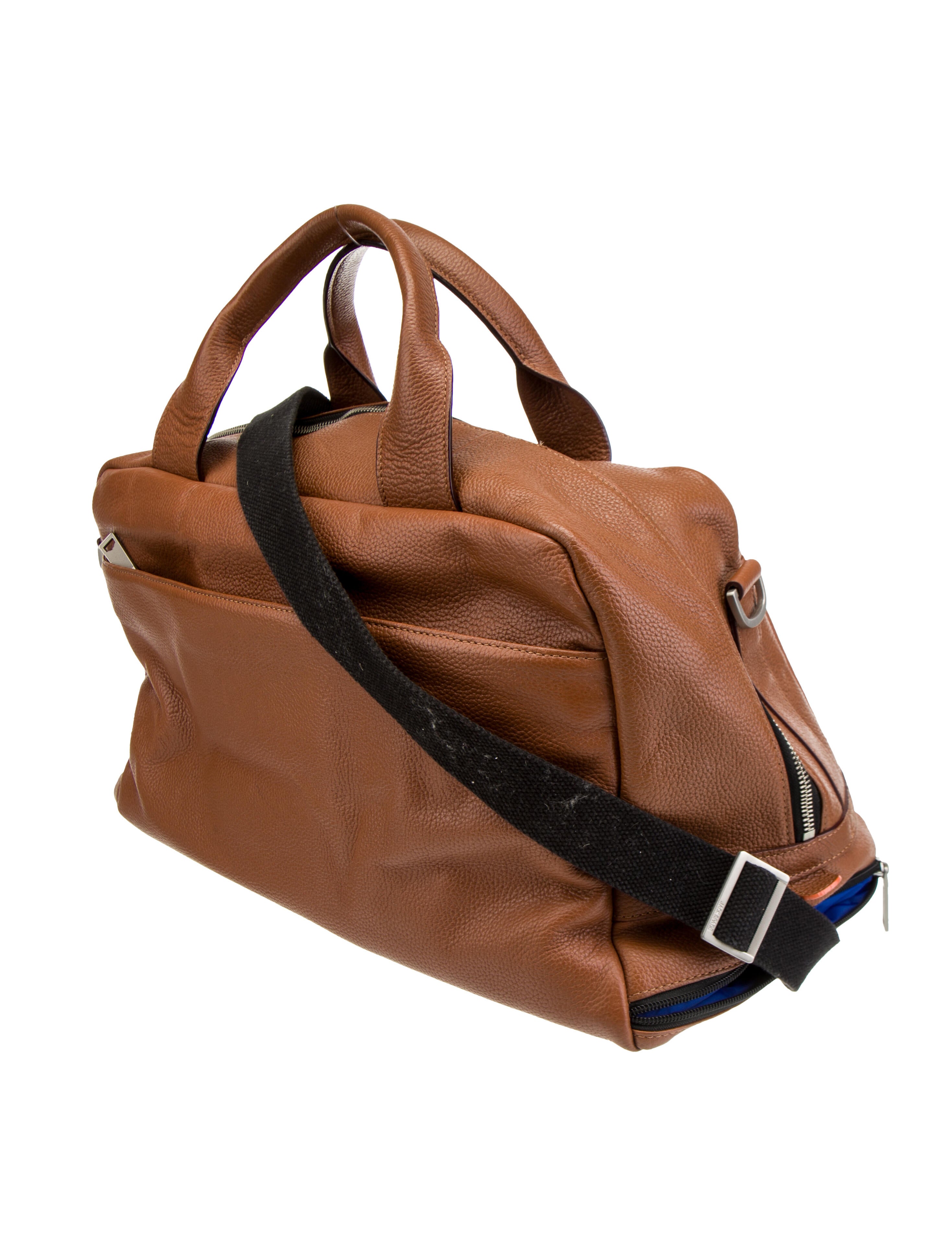 Giorgio Armani Large Leather Weekender - Blue Weekenders, Bags ...