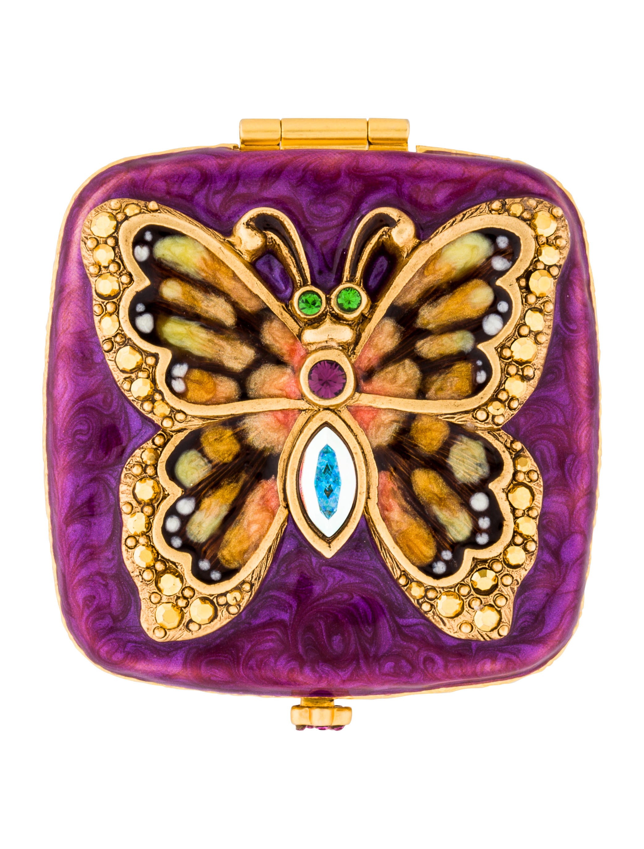 Jay Strongwater Embellished Compact Mirror - Purple Other, Accessories ...