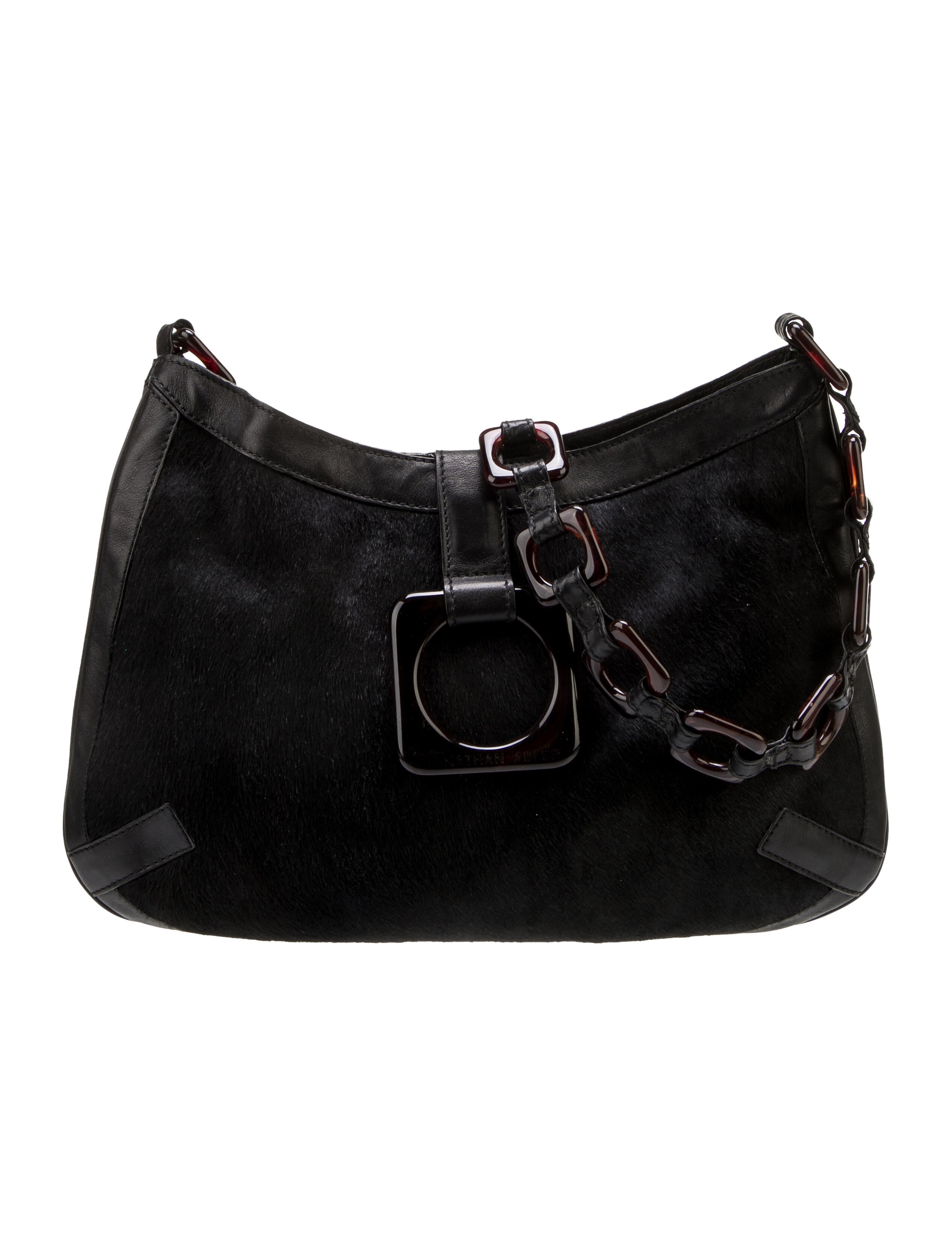 Jonathan Adler Leather Trimmed Calf Hair Shoulder Bag - Black Shoulder ...