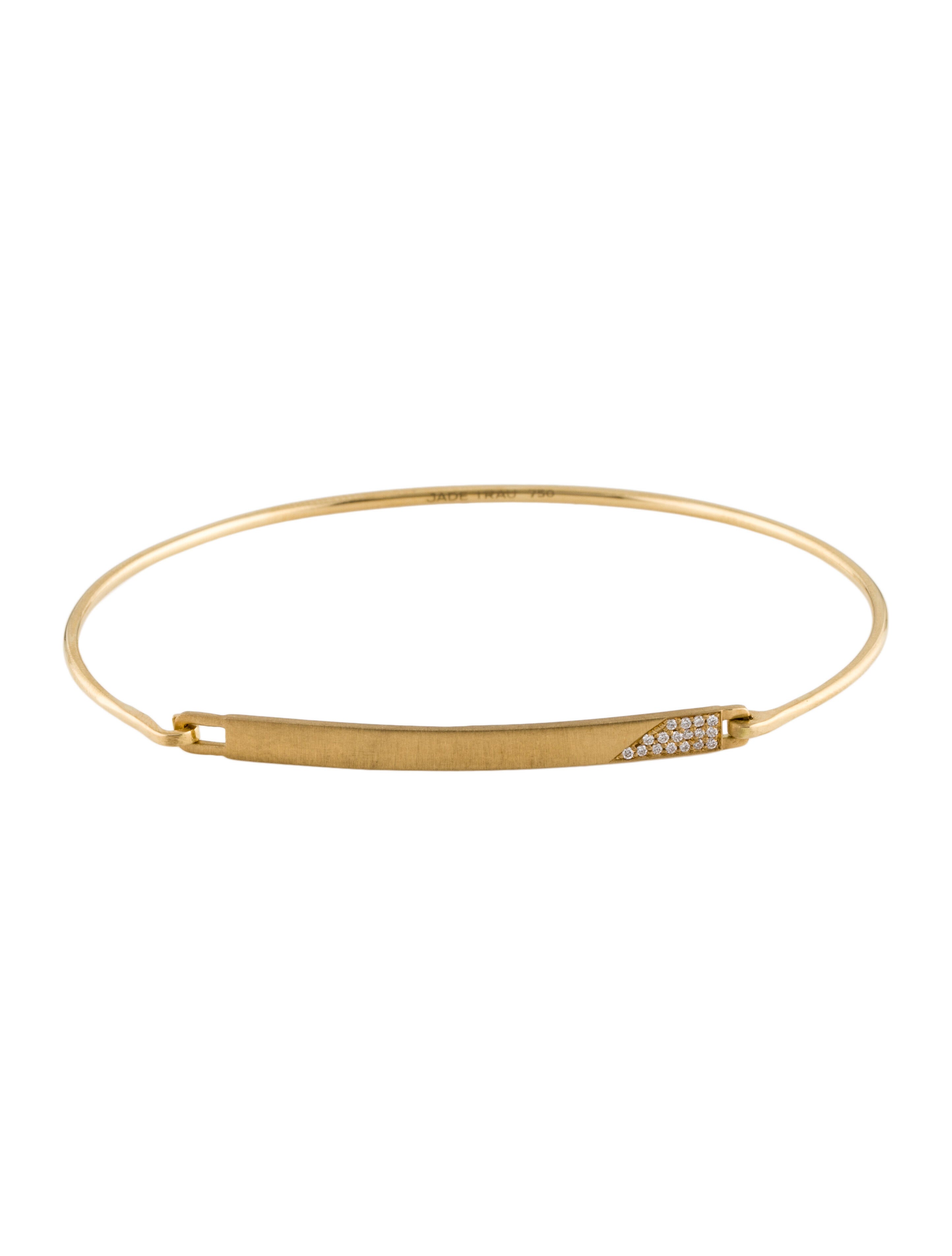 Jade Trau 18K Diamond Bar Bangle - 18K Yellow Gold Bangle, Bracelets ...